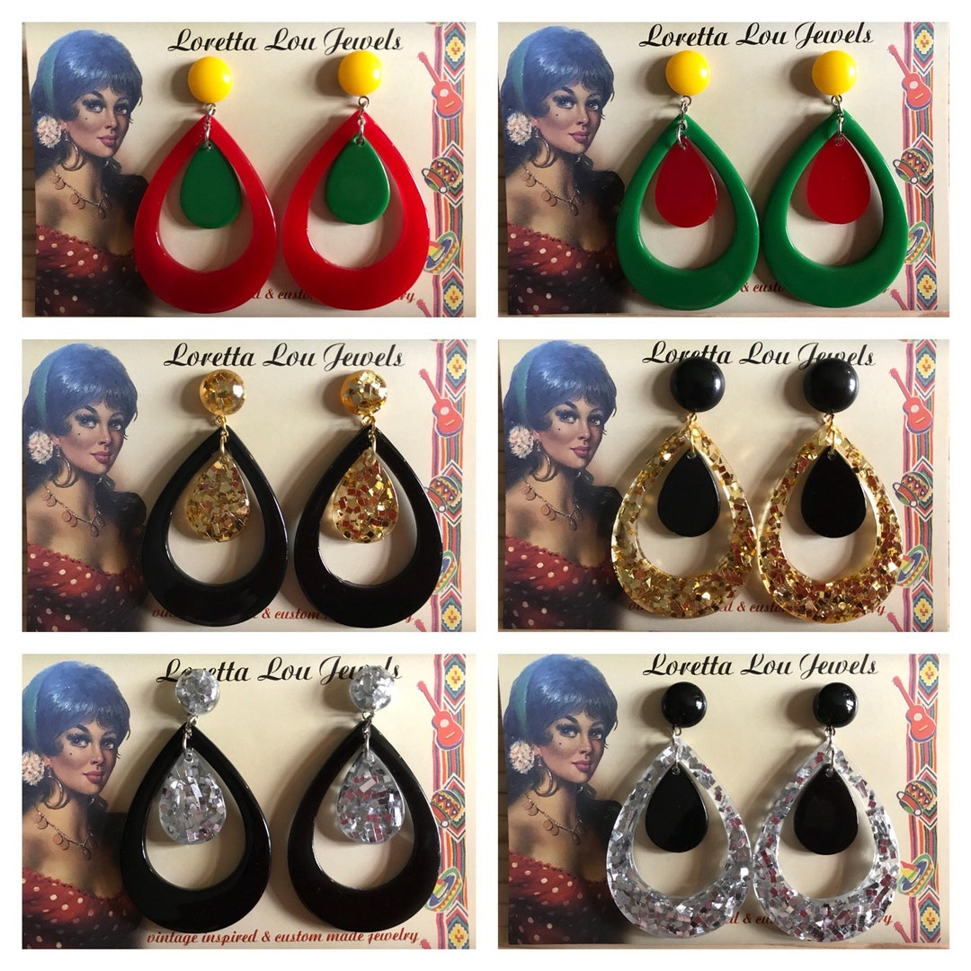 Vintage Inspired Earrings in Drop Shape 40s 50s Style - Etsy