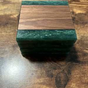 Wood Epoxy Coasters - Green - Etsy