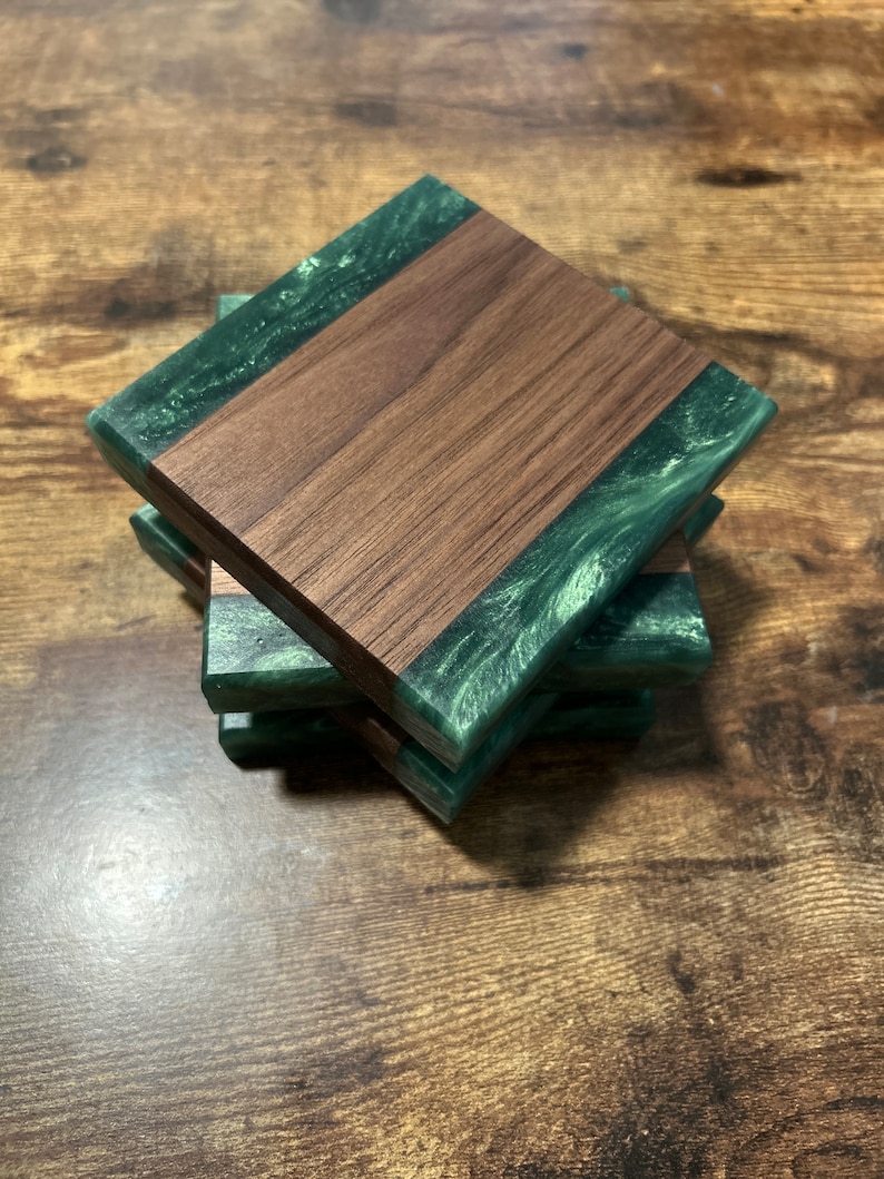 Wood Epoxy Coasters - Green - Etsy