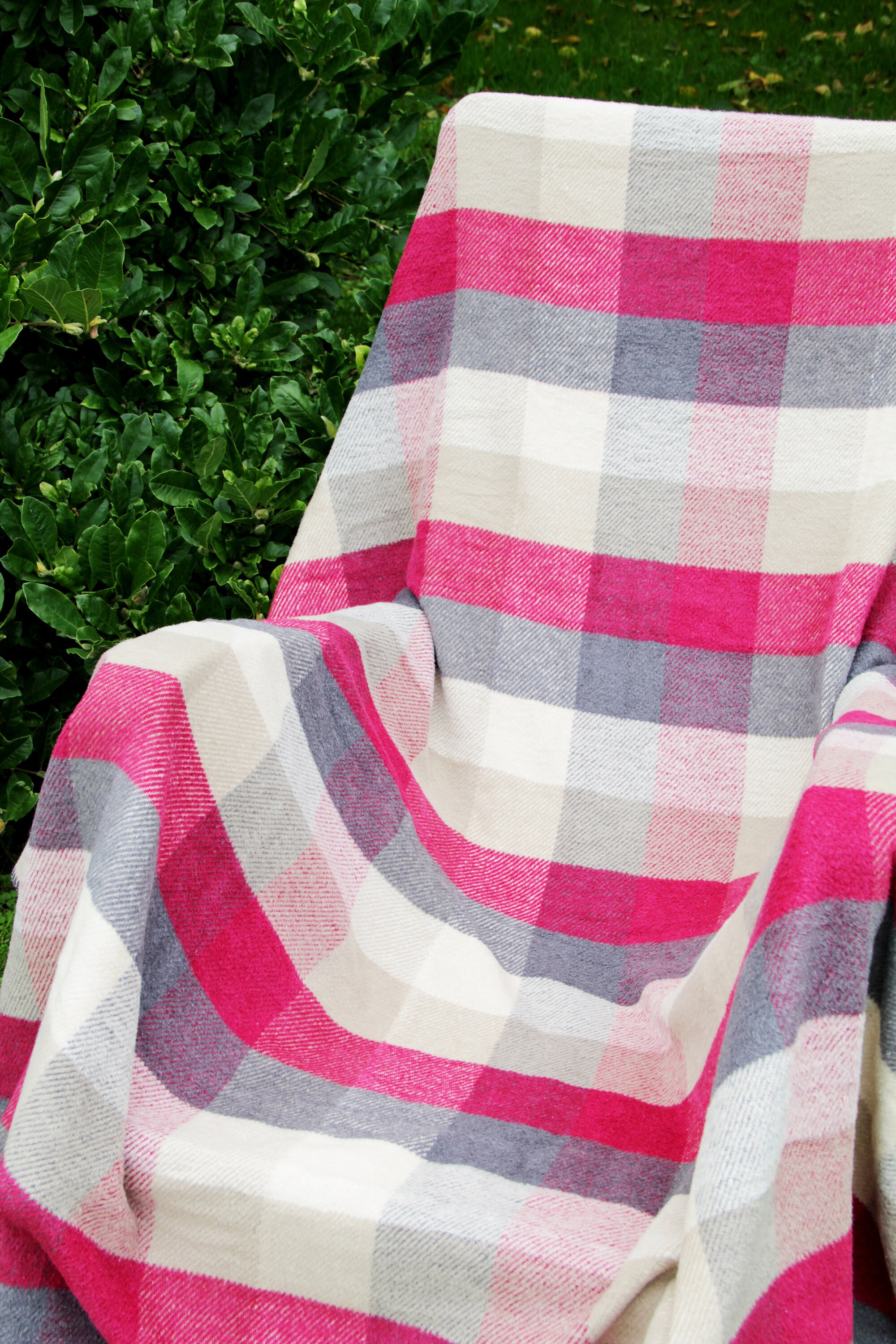 Red Grey and Beige Check Cotton Throw Blanket Personalised | Etsy