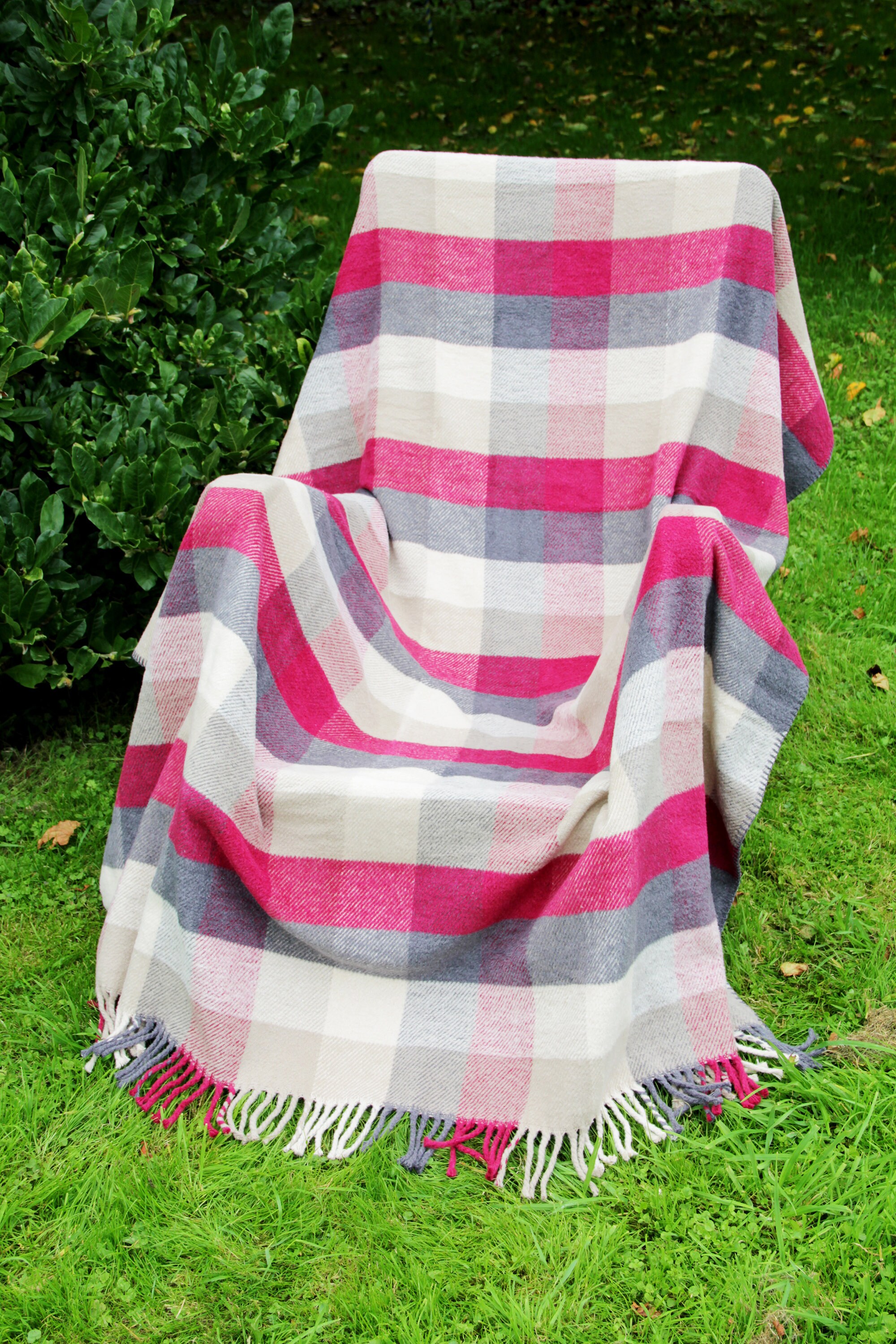 Red Grey and Beige Check Cotton Throw Blanket Personalised | Etsy