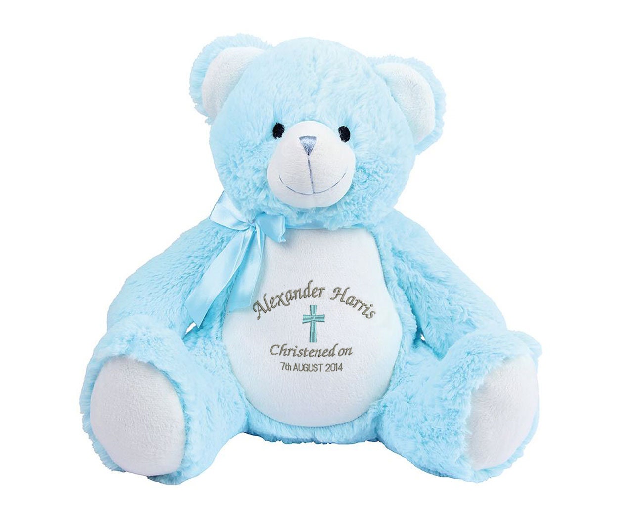 Personalised Christening Blue Teddy Bear ZIPPIE Christening - Etsy UK