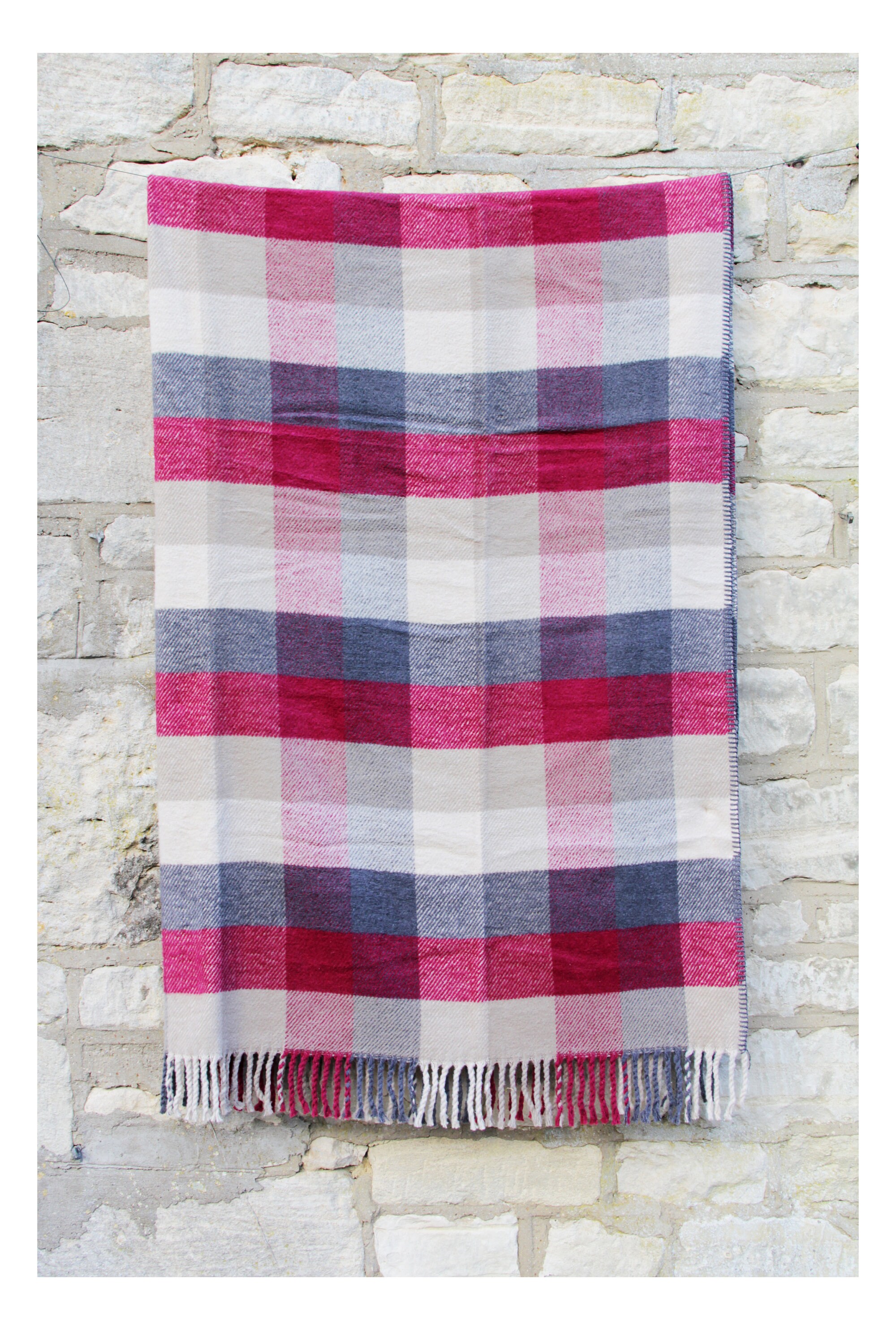 Red Grey and Beige Check Cotton Throw Blanket Personalised - Etsy UK