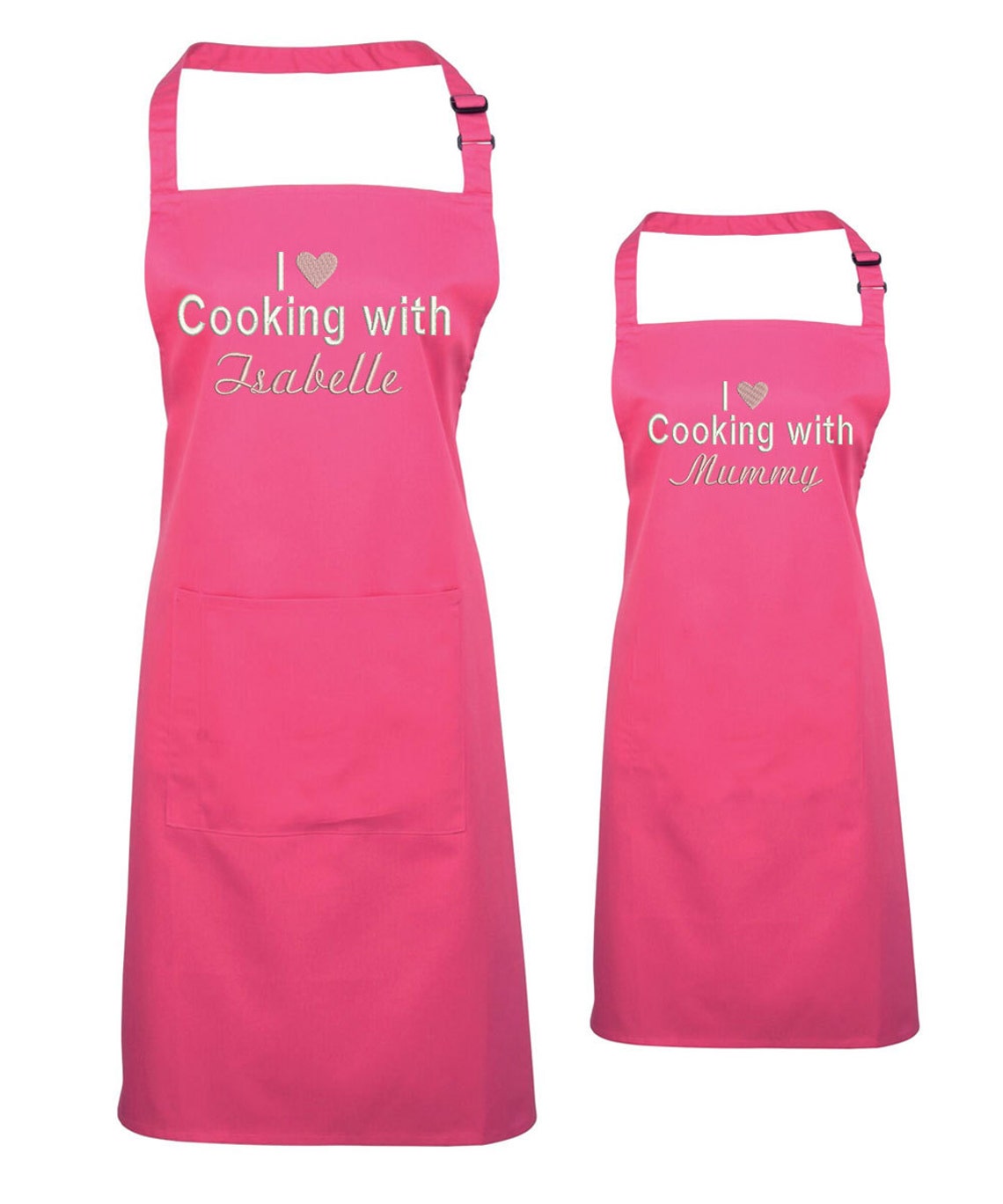 Personalised Matching Mother and Daughter Aprons Embroidered - Etsy UK