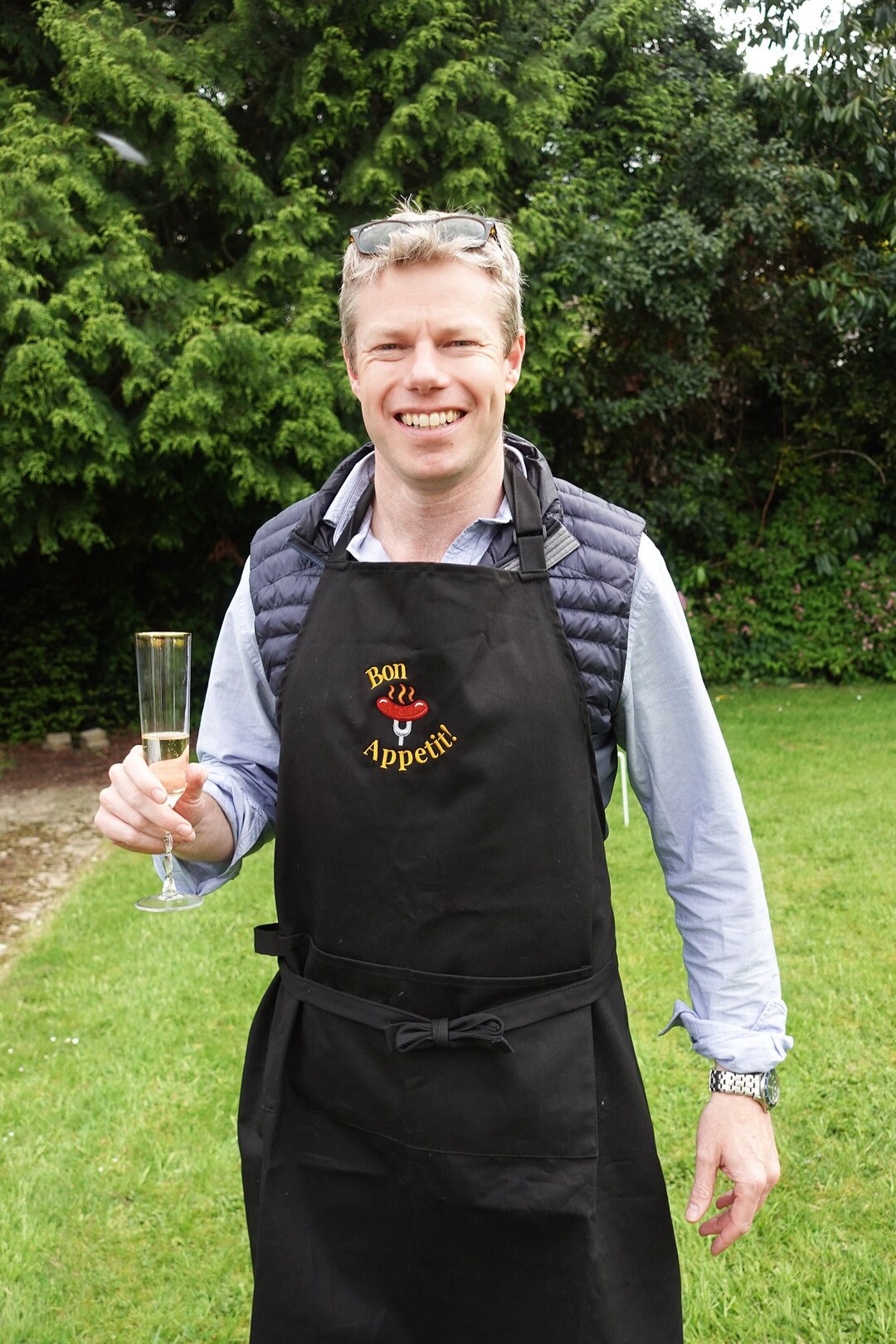 Embroidered BBQ Apron & Chef's Hat, Bon Appetit Apron, Outdoor Kitchen ...