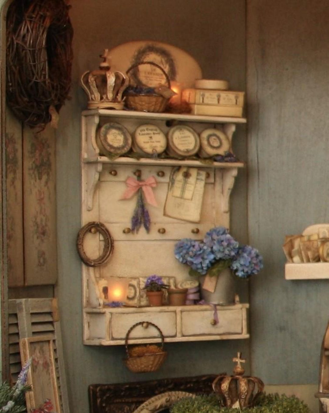 425 Kit Dollhouse Miniature Wall Cabinet With 2 Drawers (without ...