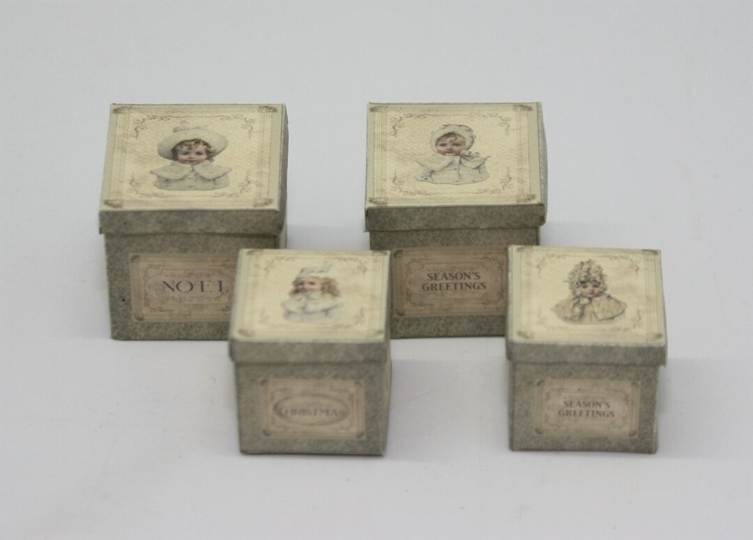 1083 Dollhouse Miniature Set Nostalgia Winter Storage Boxes 1:12 - Etsy