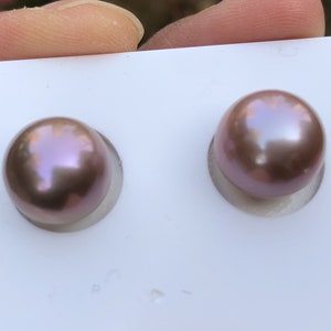 1pair 10-11mm Pink Edison Pearl ,genuine Freshwater Pearl , Round ...