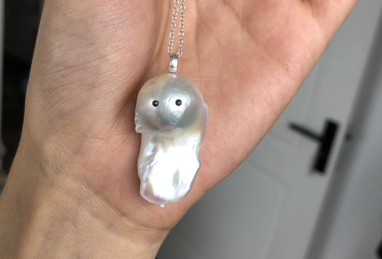 Pearl 'ghost' White Baroque Pearl Pendant, Fireball Pearl Pendant,white ...