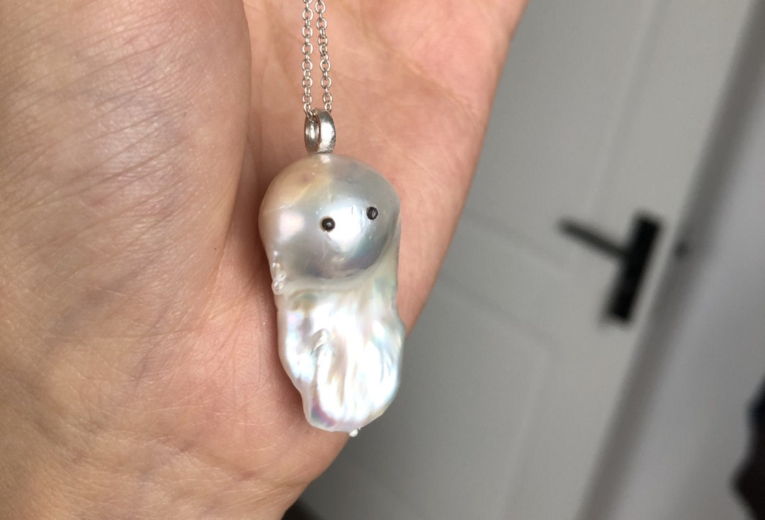 Pearl 'ghost' White Baroque Pearl Pendant, Fireball Pearl Pendant,white ...