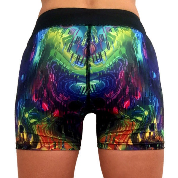 Ladies Dark Multi Coloured Funky Gym Gym Shorts for All Sports ...