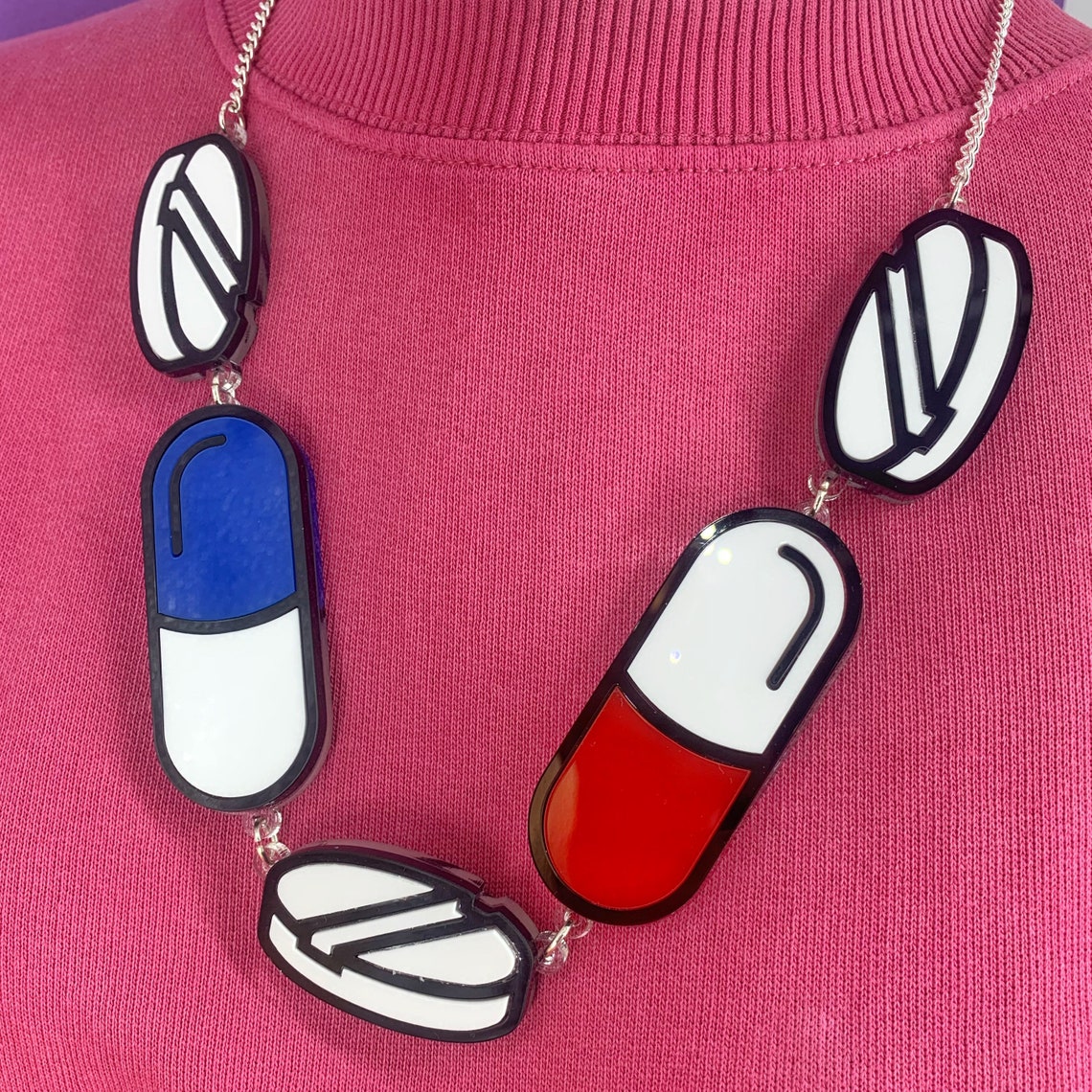 Chill Pill Necklace, Plastic Jewellery, Acrylic Necklace, Handmade ...