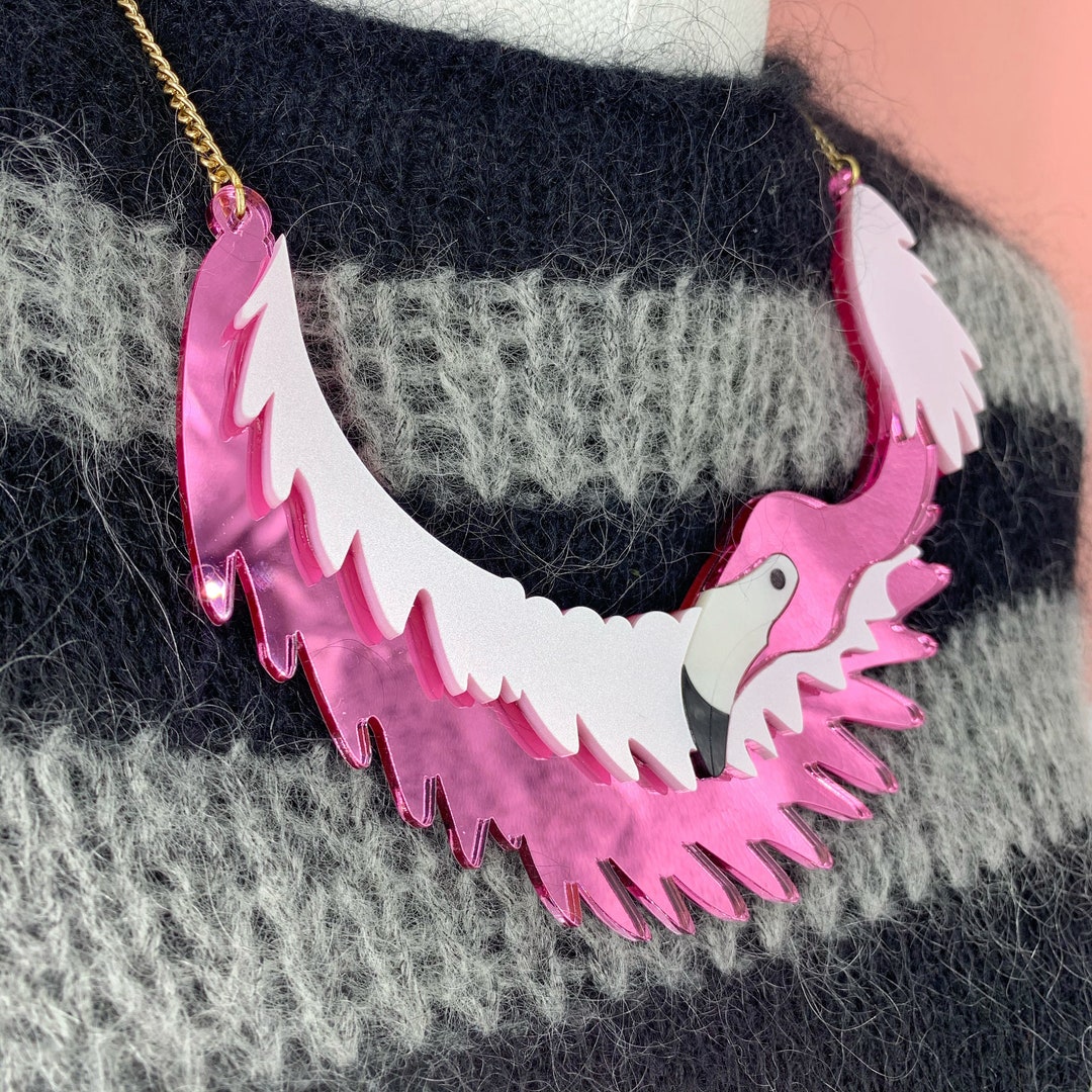 Flamingo Collar, Plastic Jewellery, Statement Necklace, Perspex ...