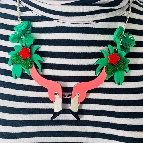 Flamingo Collar Plastic Jewellery Statement Necklace - Etsy