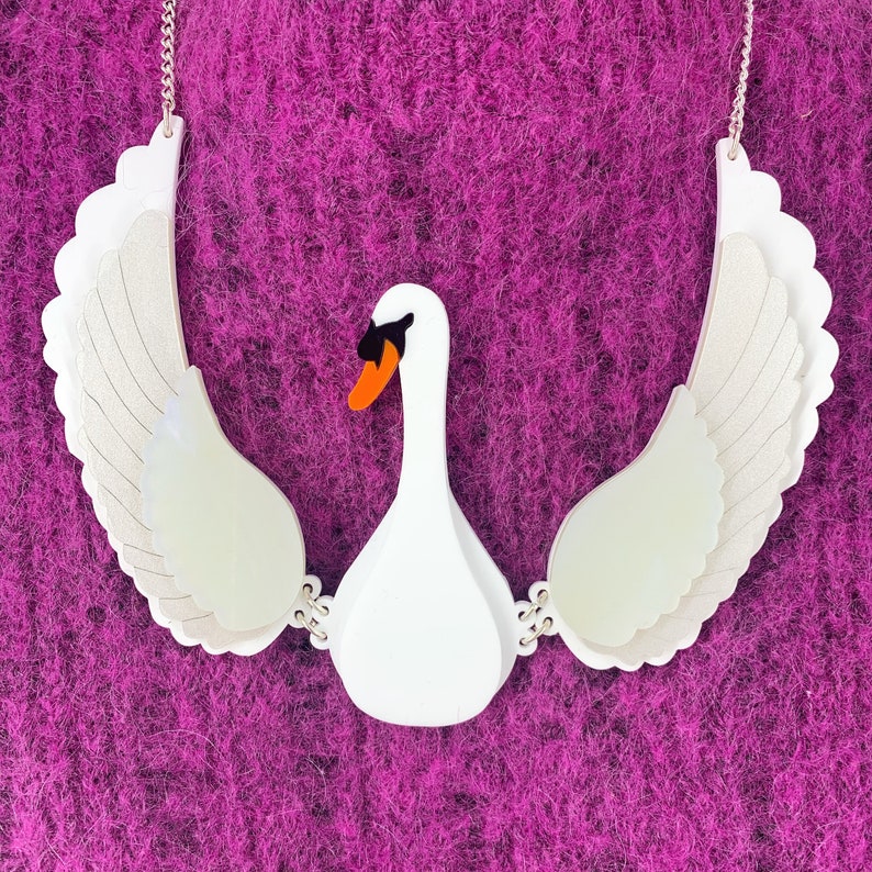 Swan Necklace, Plastic Jewellery, Perspex Jewellery, Acrylic Jewellery ...