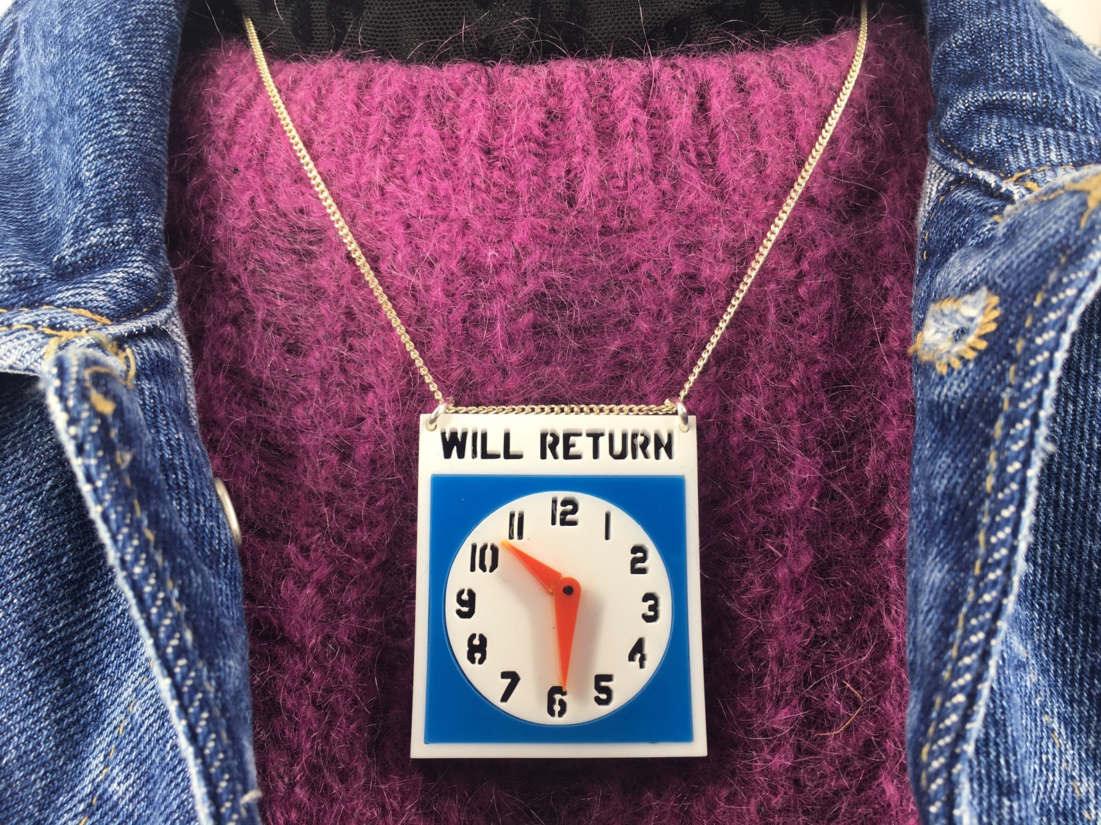 Retro Clock Clock Necklace Perspex Necklace Perspex | Etsy