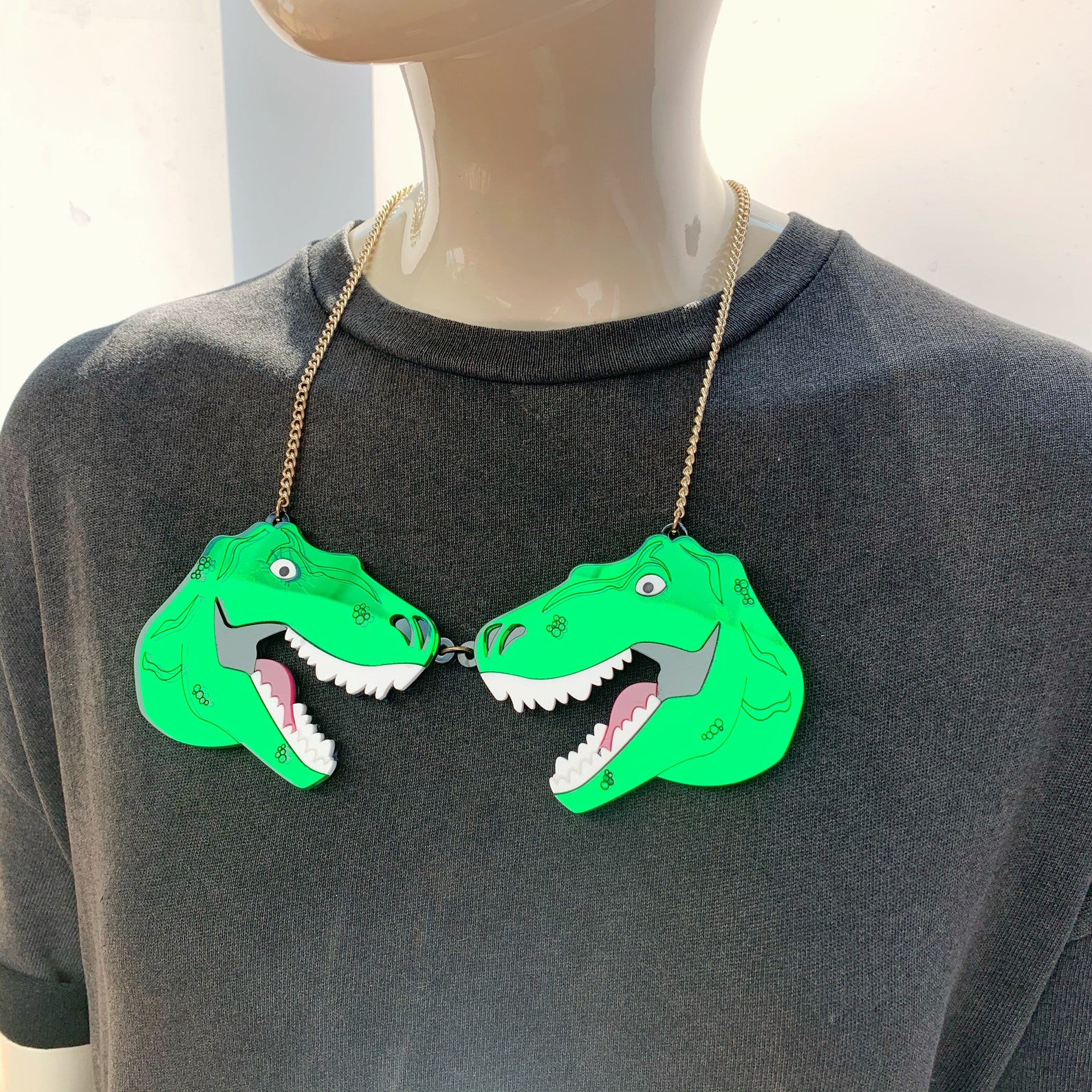 T-rex Necklace Animal Jewellery Perspex Jewellery Acrylic | Etsy