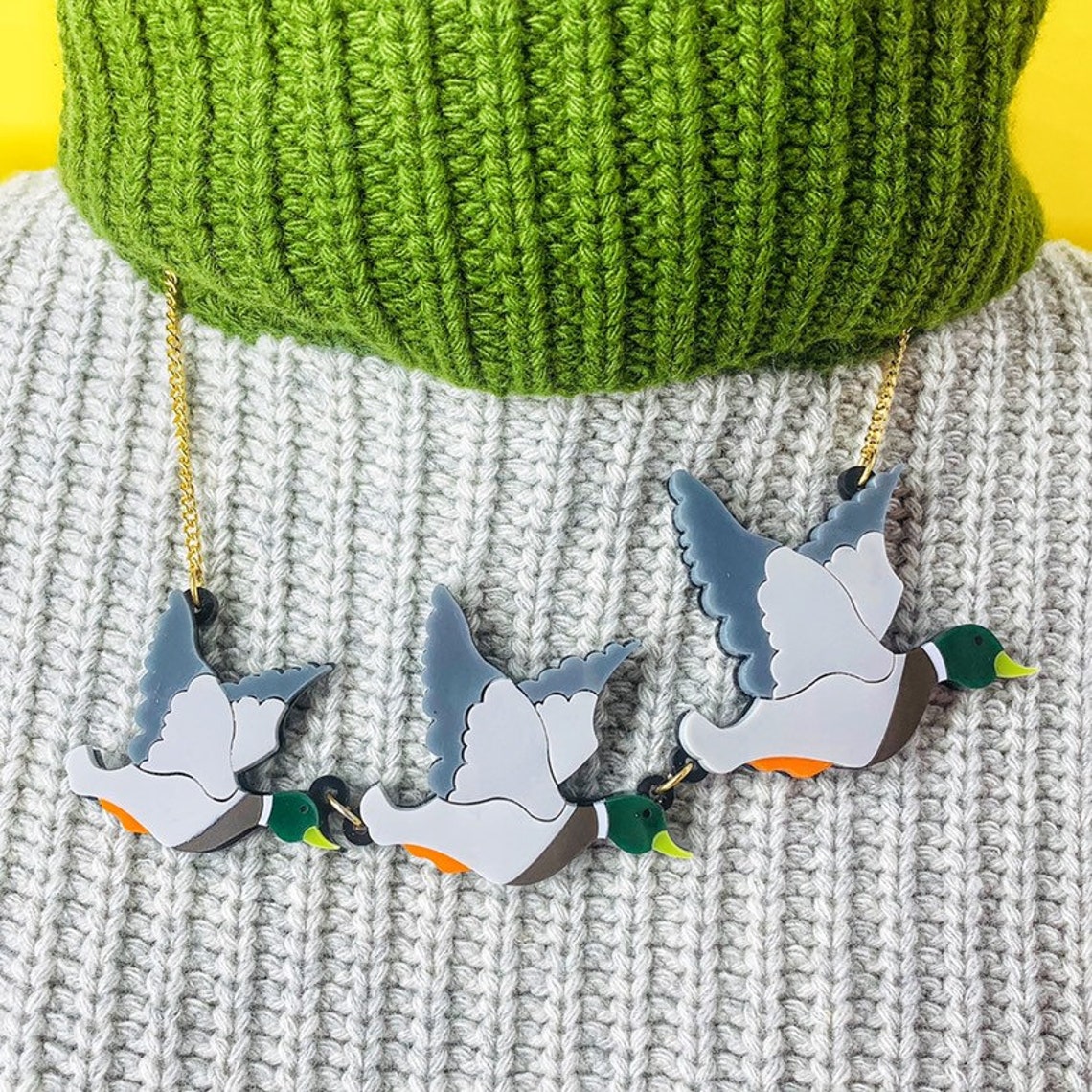 Flying Duck Necklace, Perspex Jewellery, Plastic Jewellery, Acrylic ...