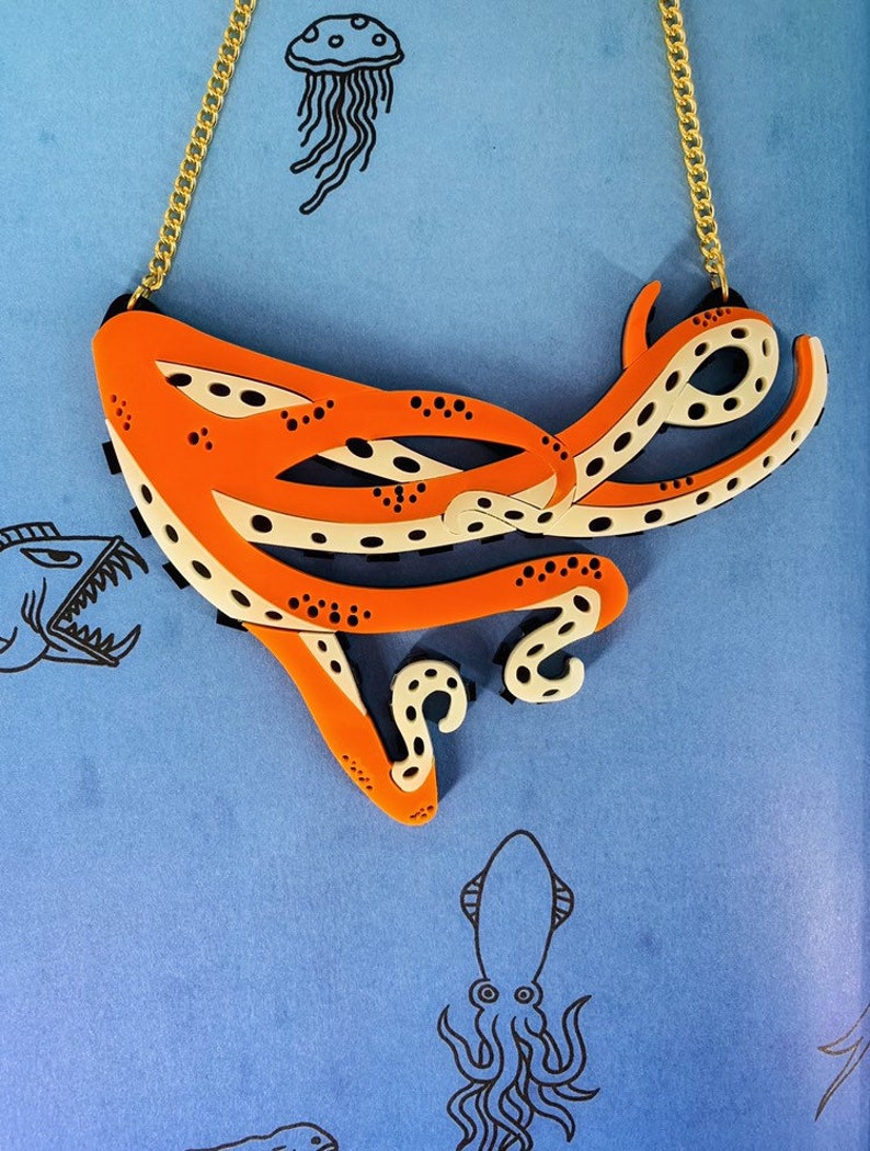 Octopus Necklace, Perspex Jewellery, Perspex Jewelry, Acrylic Jewellery ...
