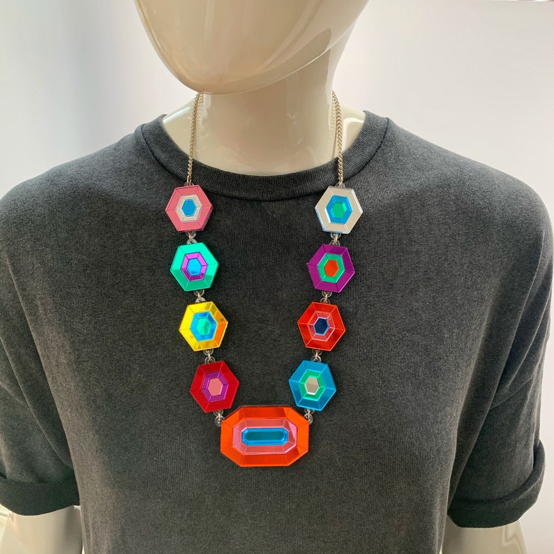 Jewels Necklace Perspex Jewellery Plastic Jewellery Acrylic | Etsy