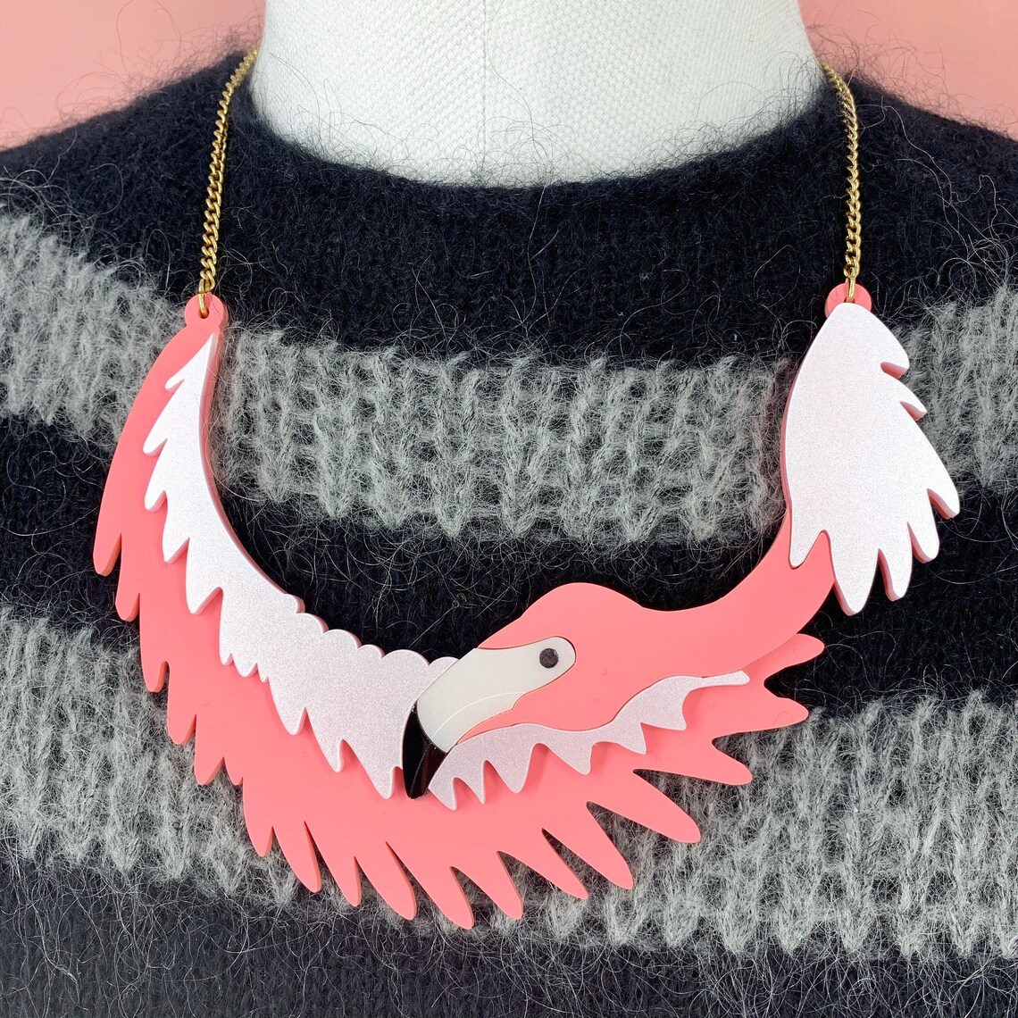 Flamingo Collar Plastic Jewellery Statement Necklace - Etsy