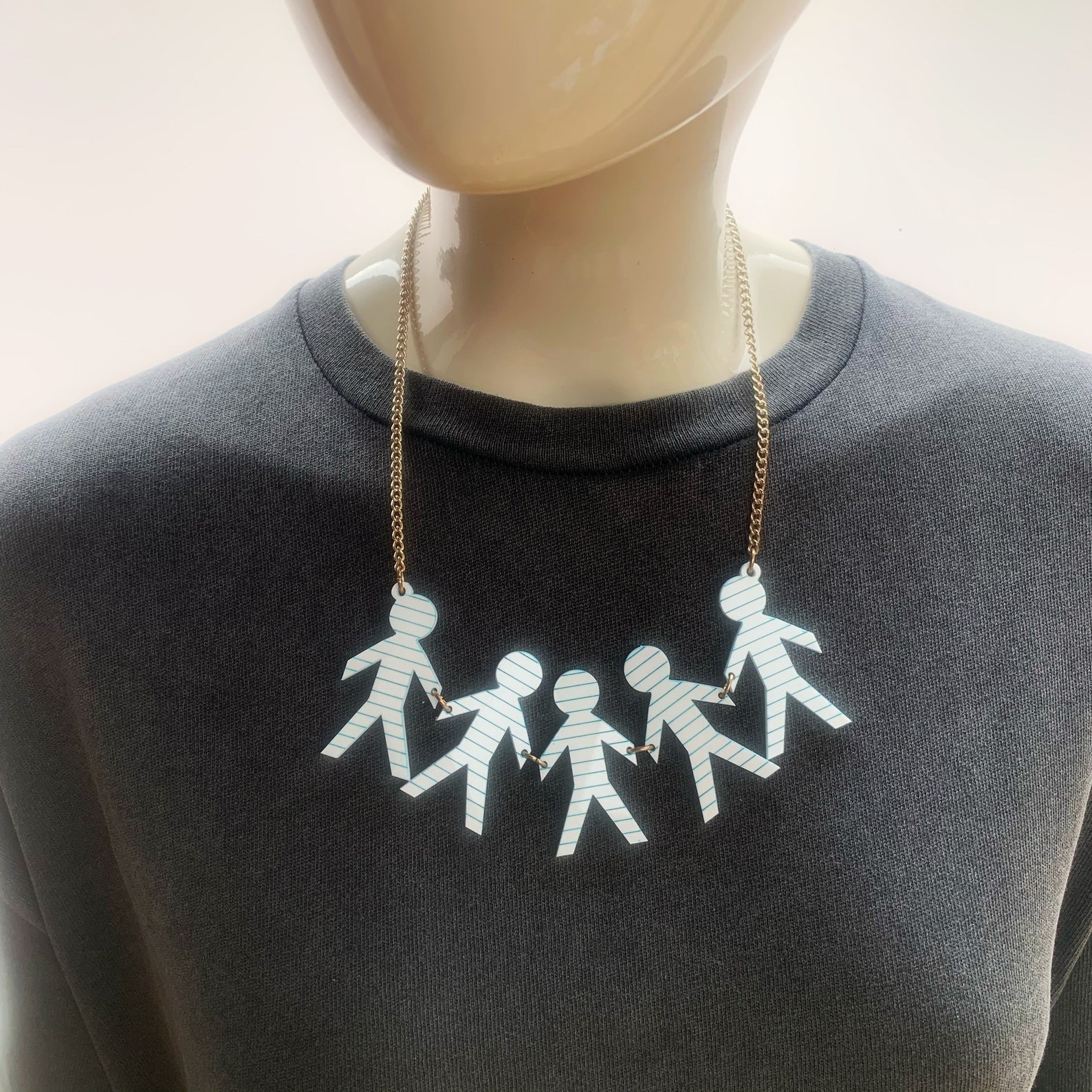 Paper Man Necklace, Statement Jewellery, Plastic Jewellery, Perspex ...