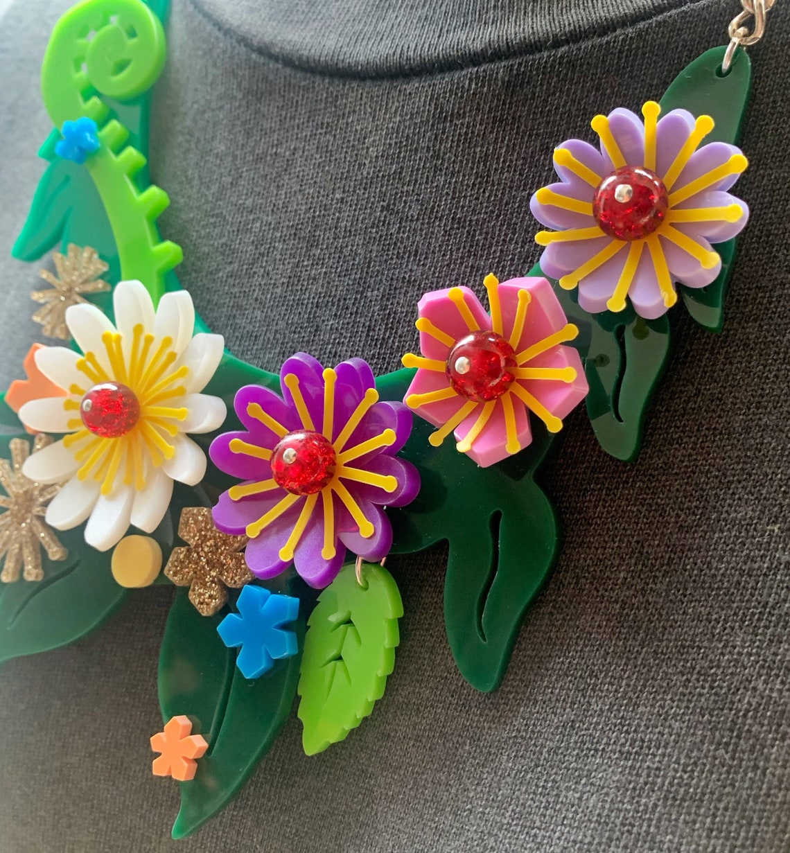 Bloom Necklace Plastic Jewellery Handmade Jewellery Laser | Etsy