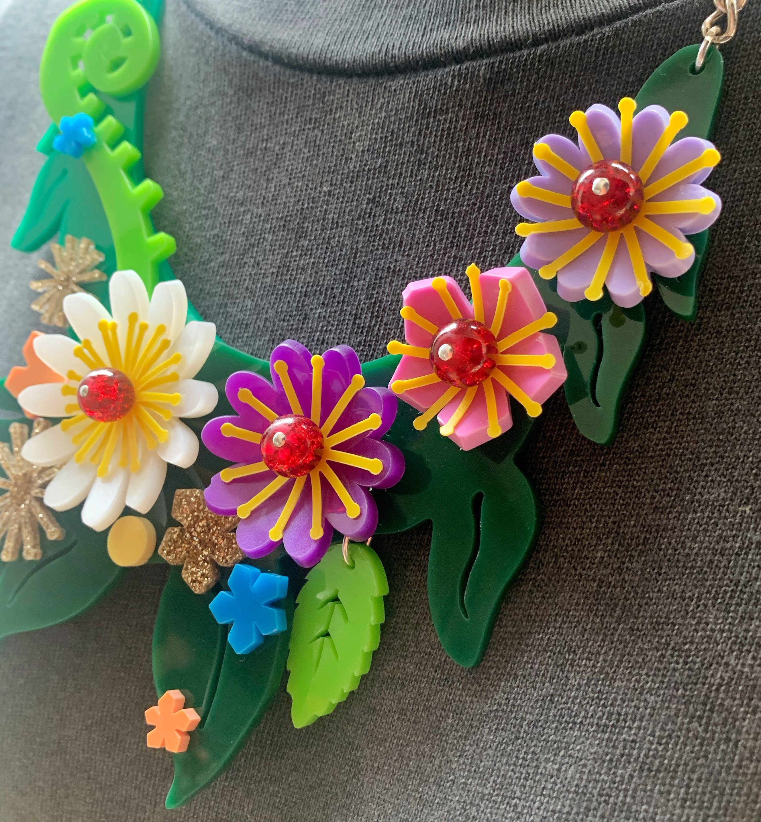 Bloom Necklace Plastic Jewellery Handmade Jewellery Laser | Etsy