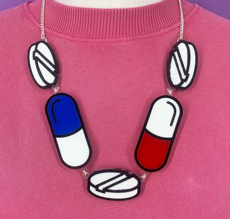 Chill Pill Necklace, Plastic Jewellery, Acrylic Necklace, Handmade ...