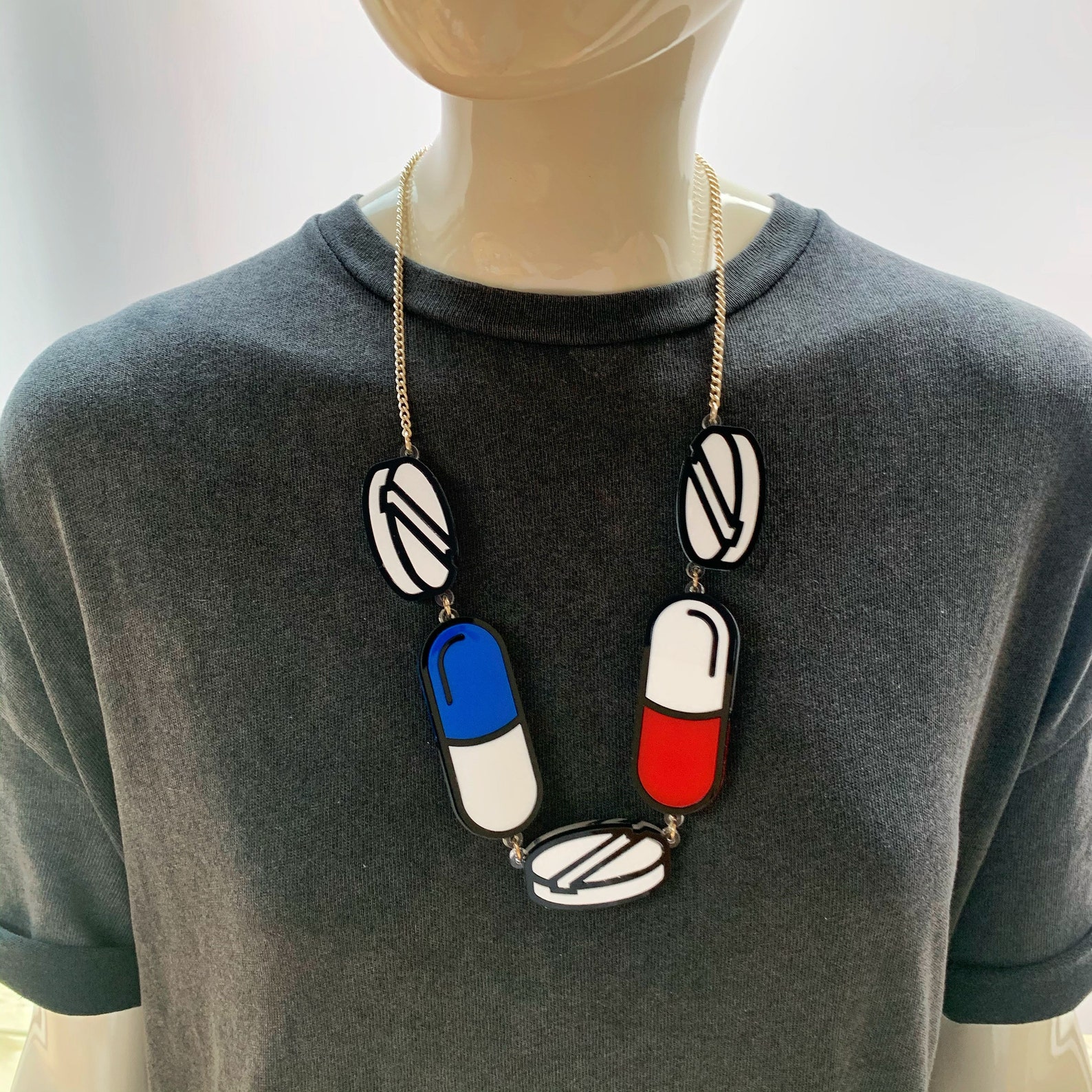 Chill Pill Necklace, Plastic Jewellery, Acrylic Necklace, Handmade ...