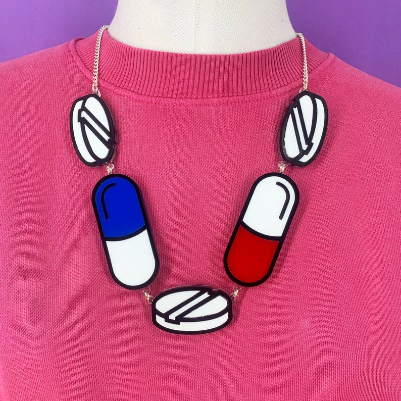 Chill Pill Necklace, Plastic Jewellery, Acrylic Necklace, Handmade ...