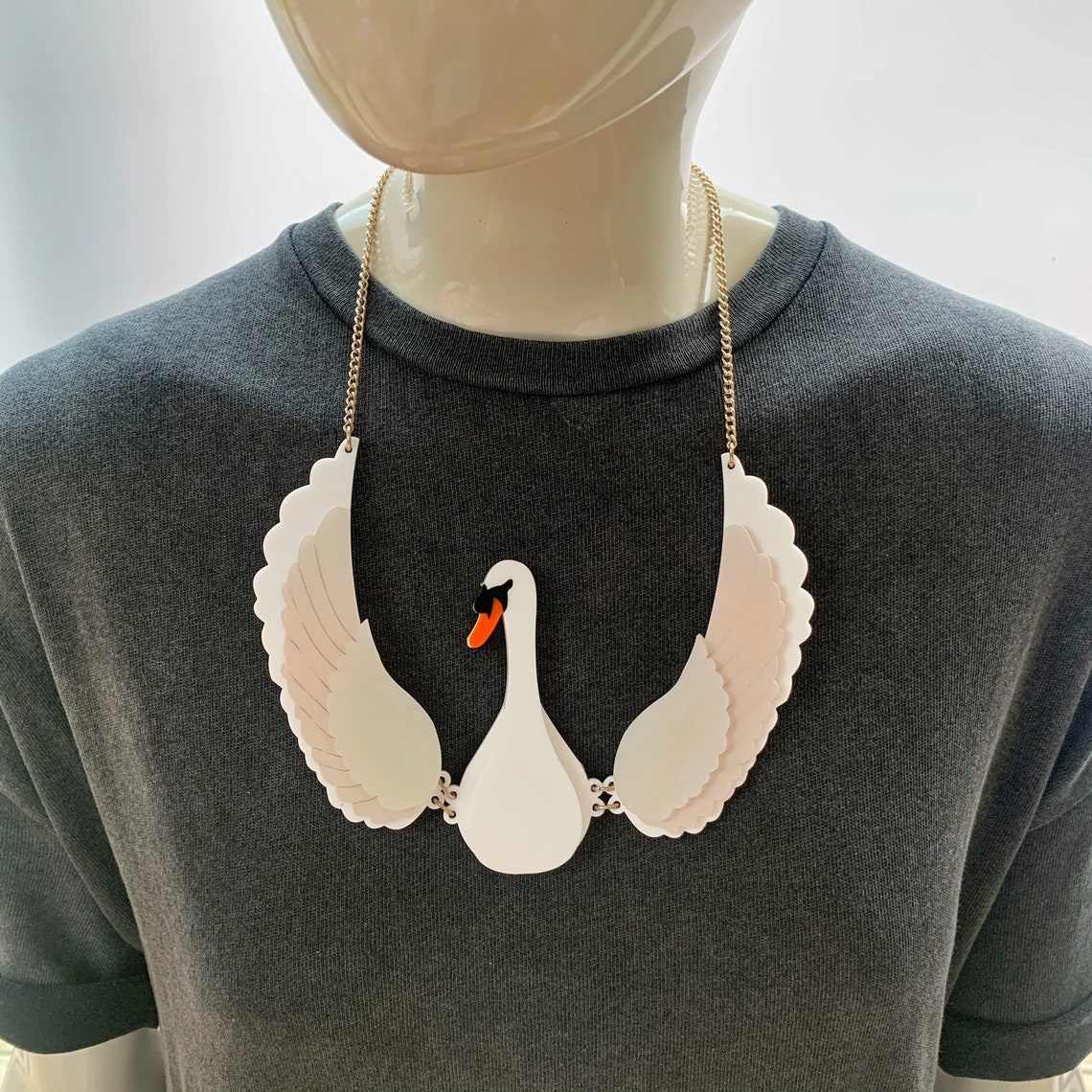 Swan Necklace, Plastic Jewellery, Perspex Jewellery, Acrylic Jewellery ...
