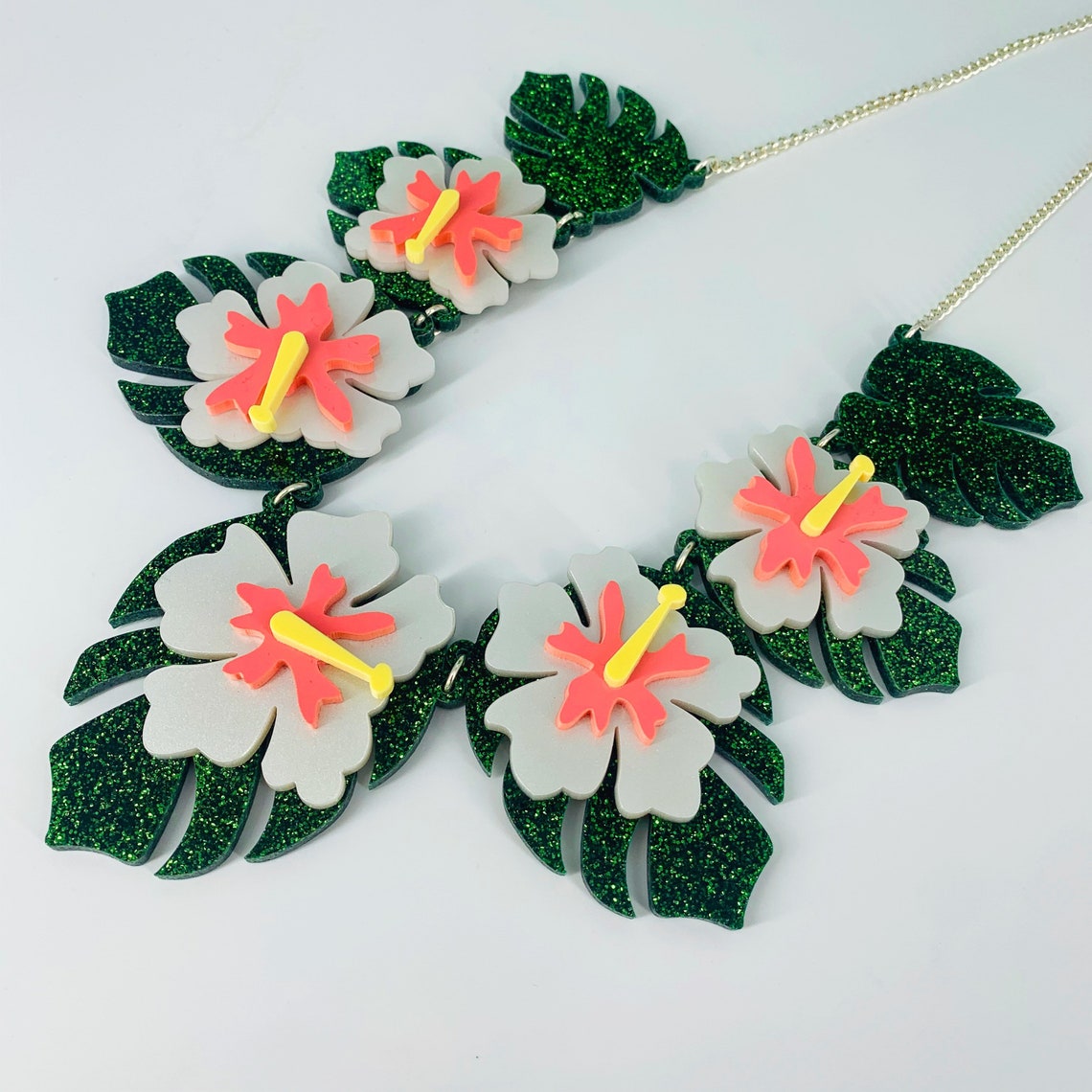 Hibiscus Necklace Tropical Necklace Statement Jewellery Etsy