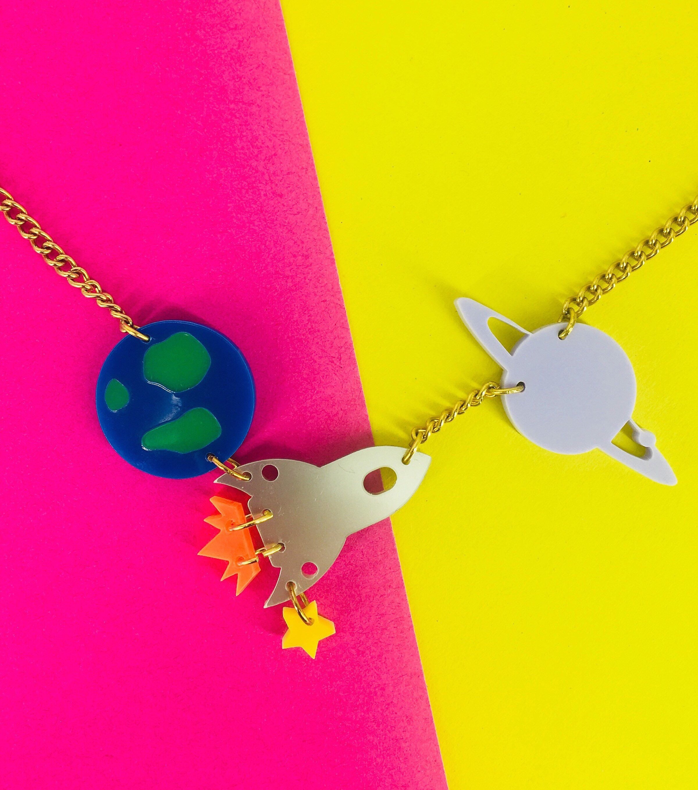 Rocket Necklace Space Necklace Space Jewellery Retro - Etsy