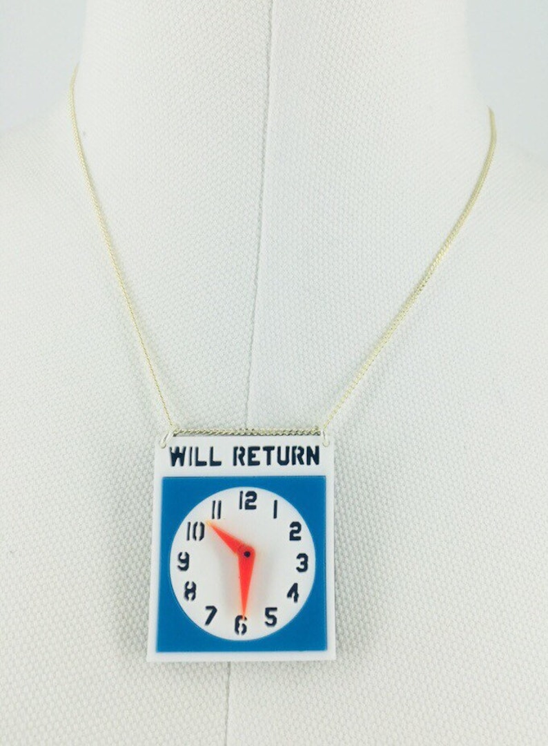 Retro Clock, Clock Necklace, Perspex Necklace, Perspex Necklace, Time ...