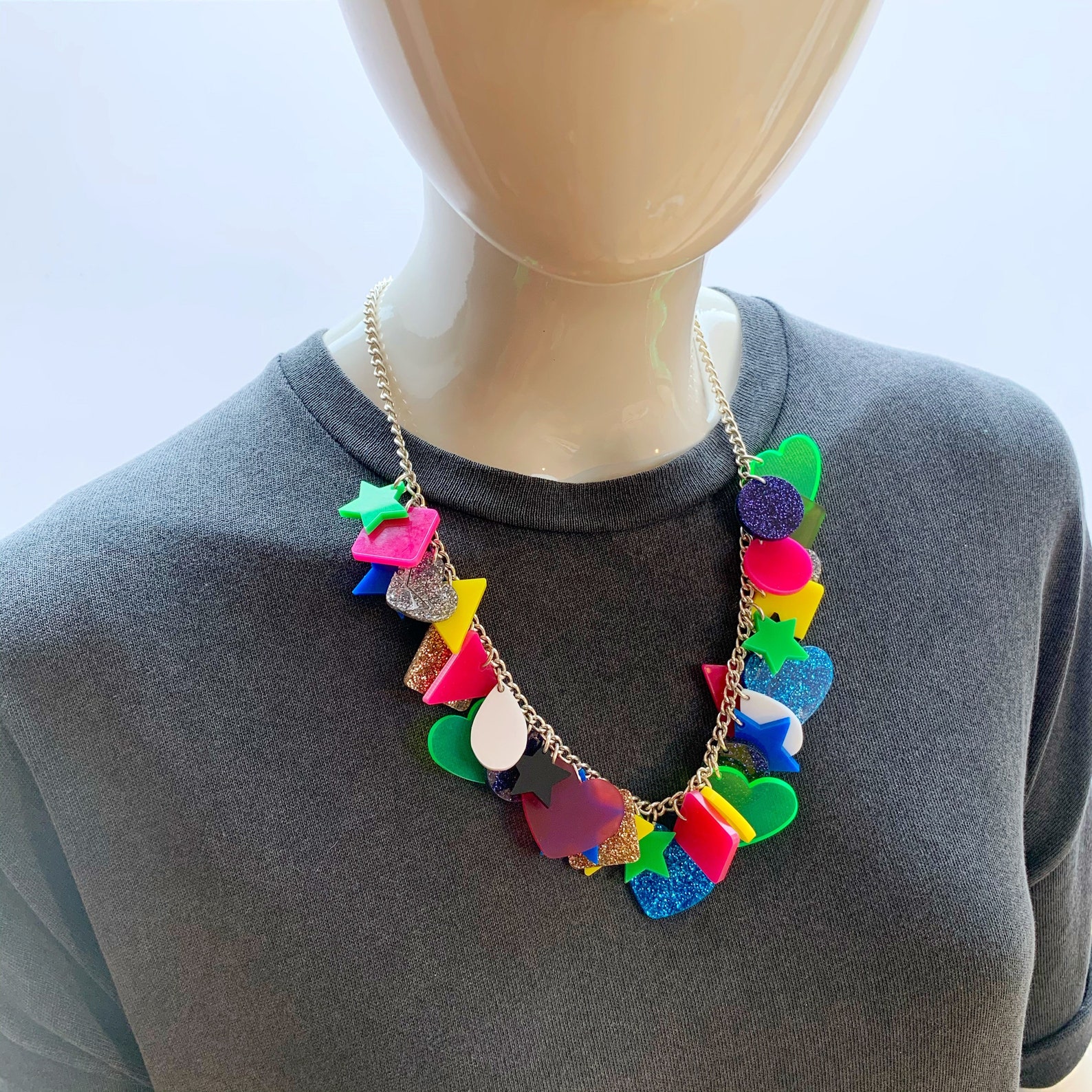 Charm Necklace Perspex Necklace Laser Cut Jewellery - Etsy