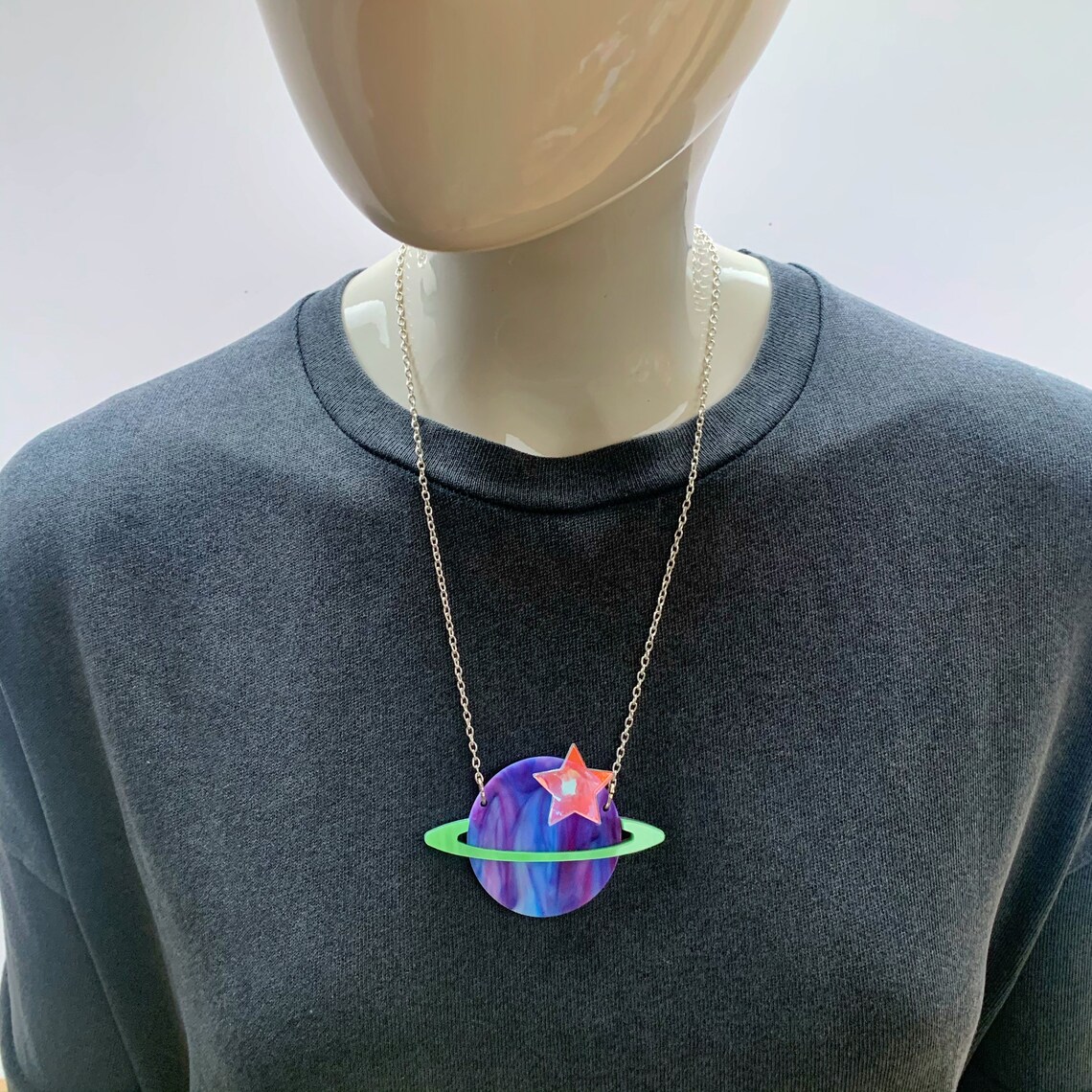 Planet Necklace Space Jewellery Perspex Jewellery Laser Cut - Etsy UK