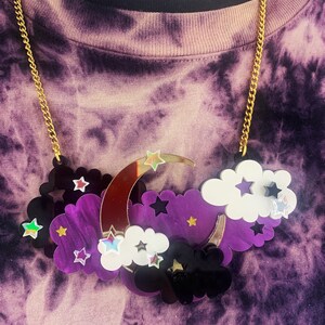 Moon & Clouds Necklace, Plastic Jewellery, Perspex Jewellery, Acrylic ...