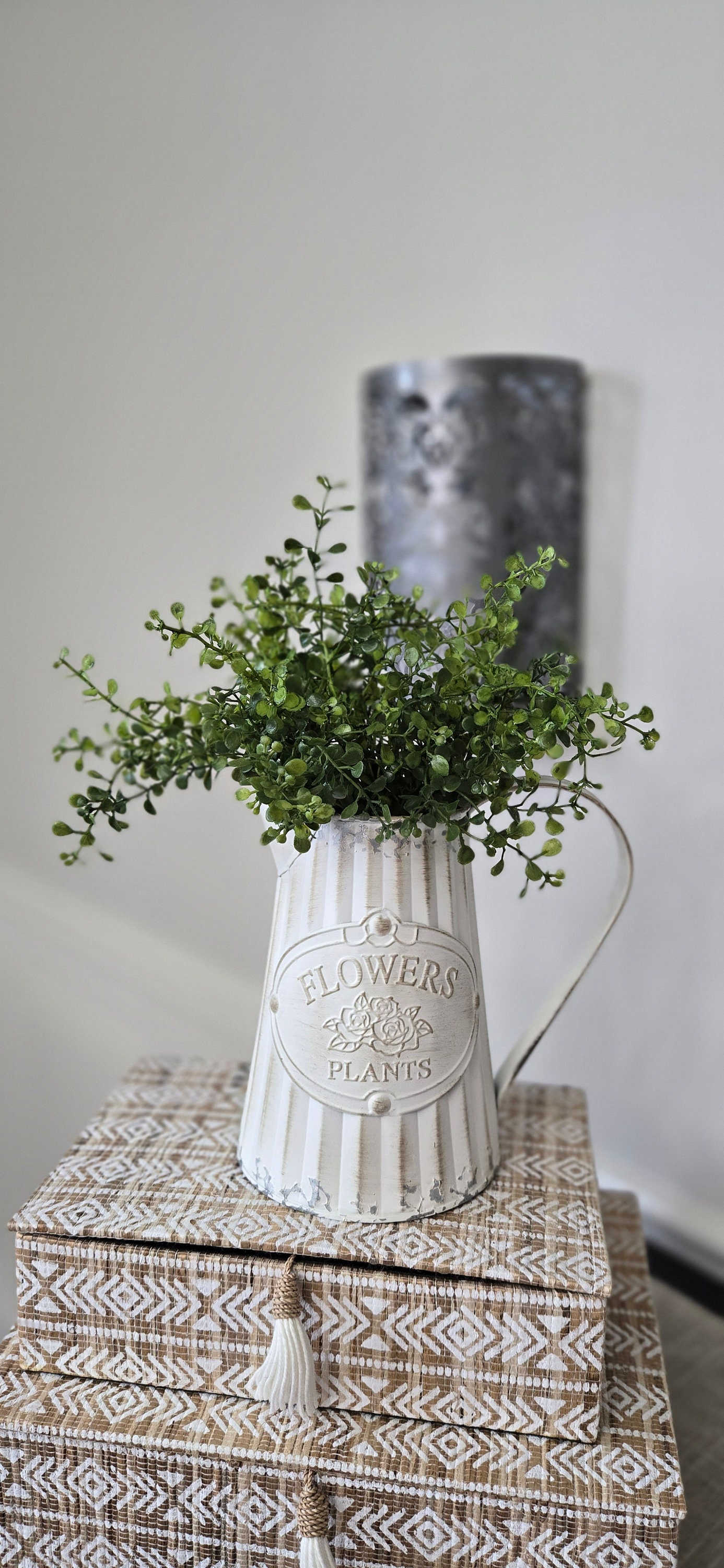 Rustic Farmhouse Galvanized Metal Pitcher/ Watering Can Centerpiece ...