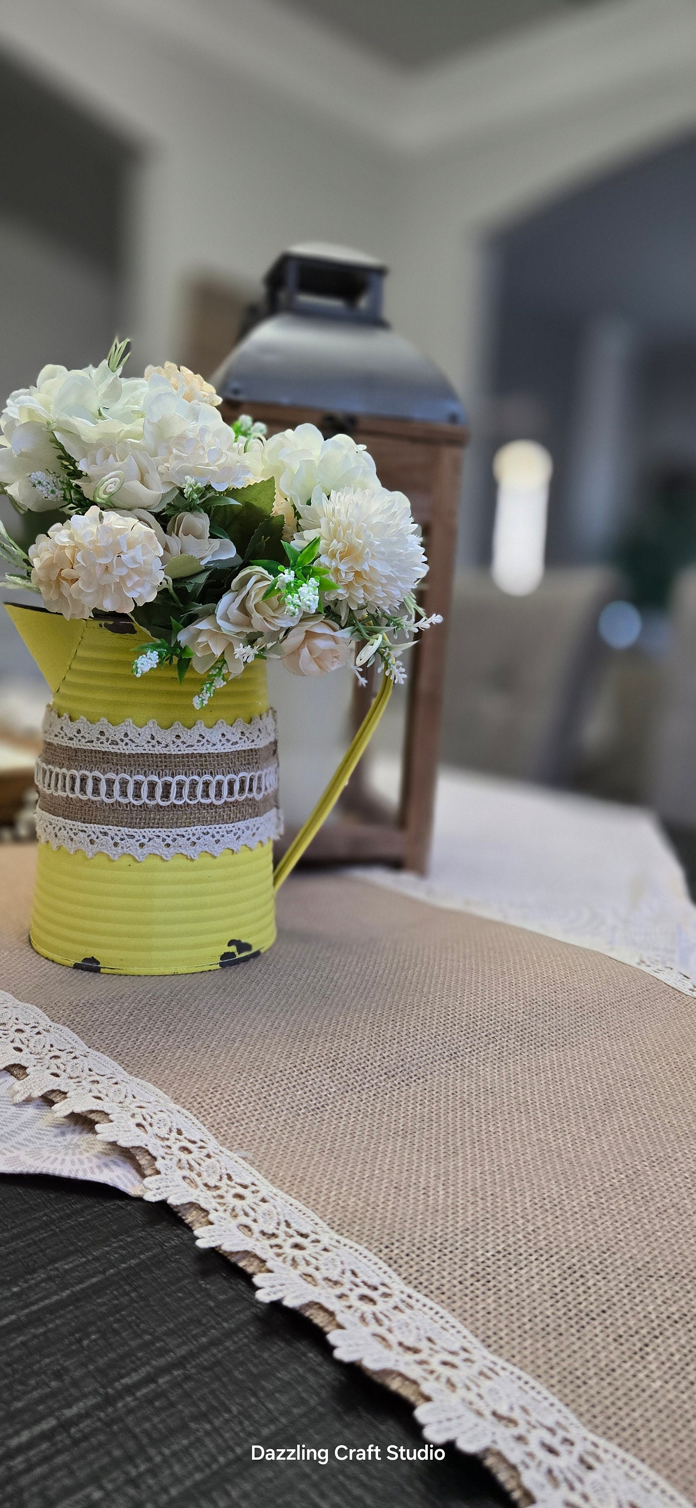 Rustic Farmhouse Galvanized Metal Pitcher Centerpiece, Spring/summer ...