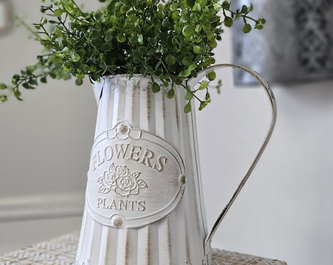Rustic Farmhouse Galvanized Metal Pitcher/ Watering Can Centerpiece ...