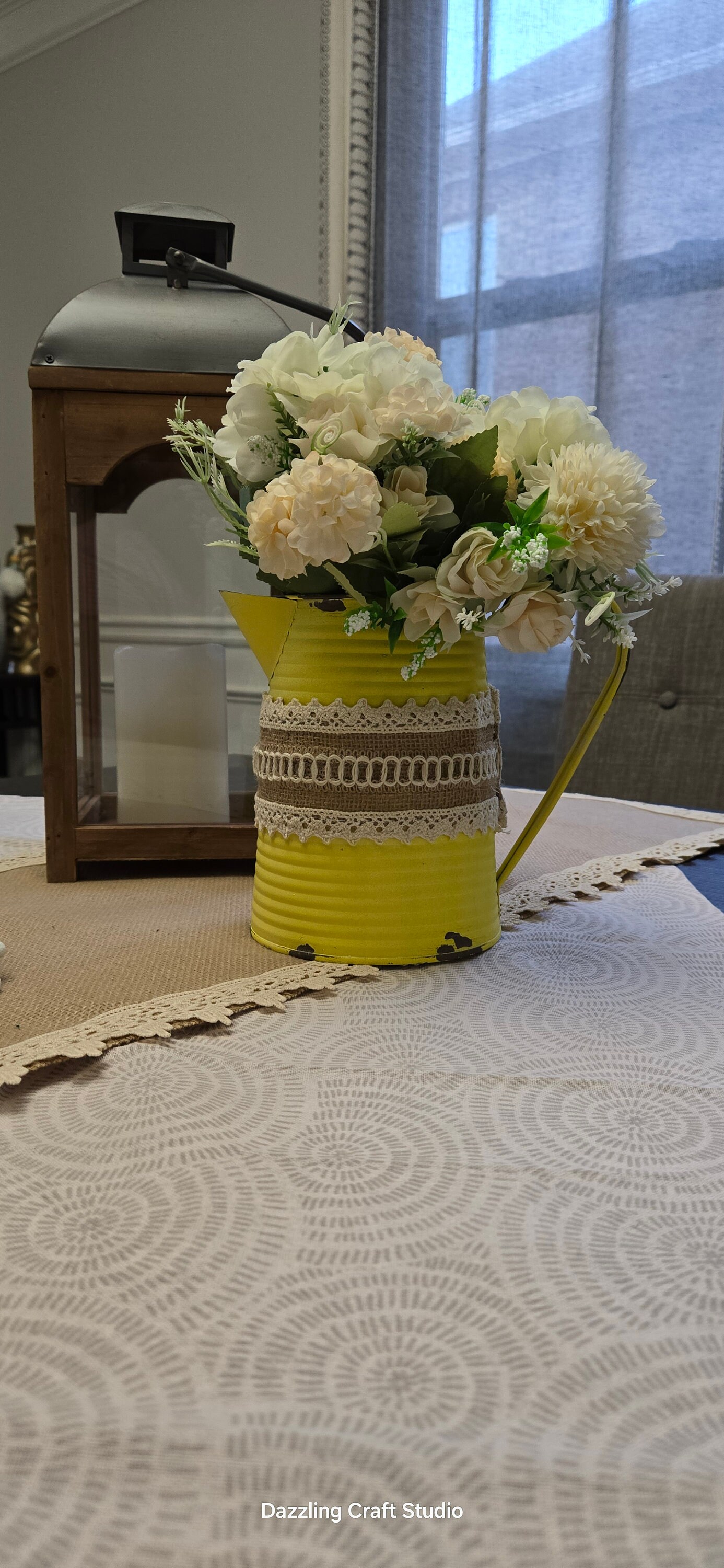 Rustic Farmhouse Galvanized Metal Pitcher Centerpiece, Spring/summer ...