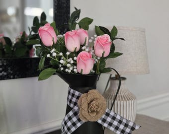 Rustic Farmhouse Galvanized Metal Pitcher/ Watering Can Centerpiece ...