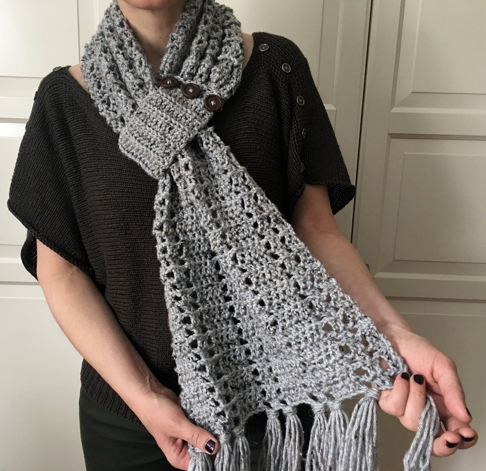 Easy Crochet Scarf PATTERN With Buttons Crochet Scarf - Etsy