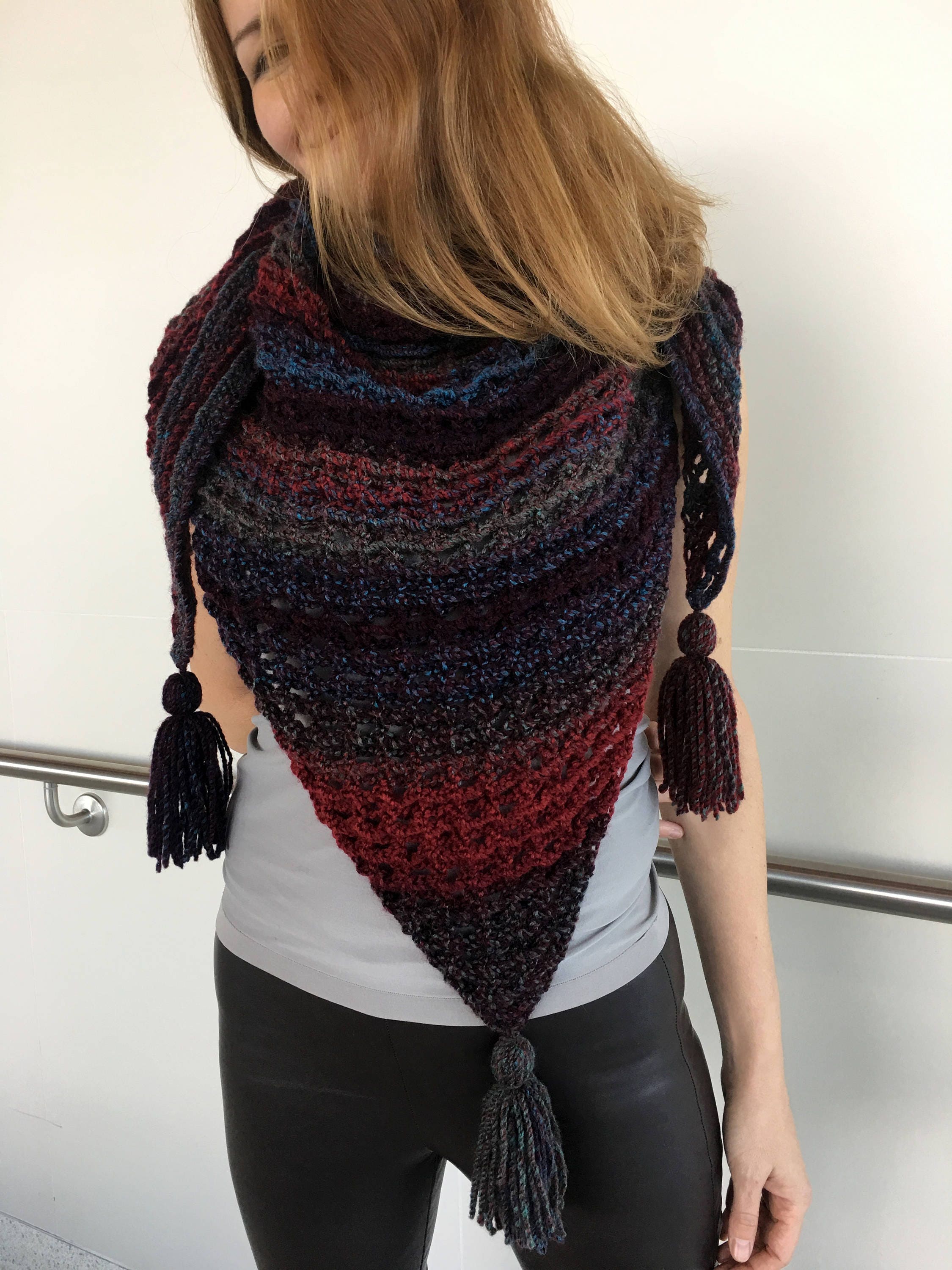 Crochet Shawl PATTERN With Tassels, Crochet Scarf Pattern, Wrap, Neck ...