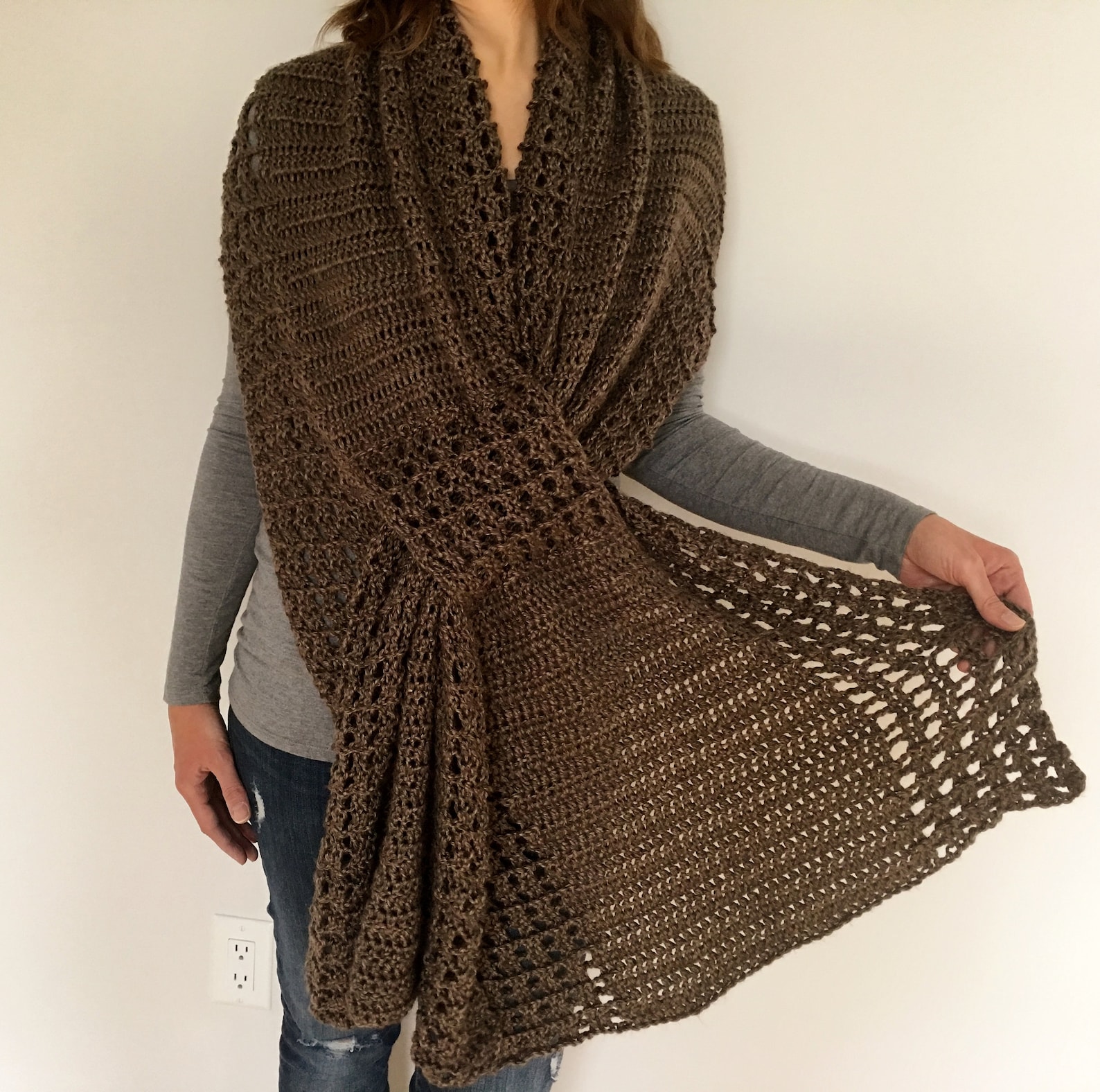 Easy Crochet Wrap Shawl PATTERN, Easy Boho Scarf Pattern, Gathered ...