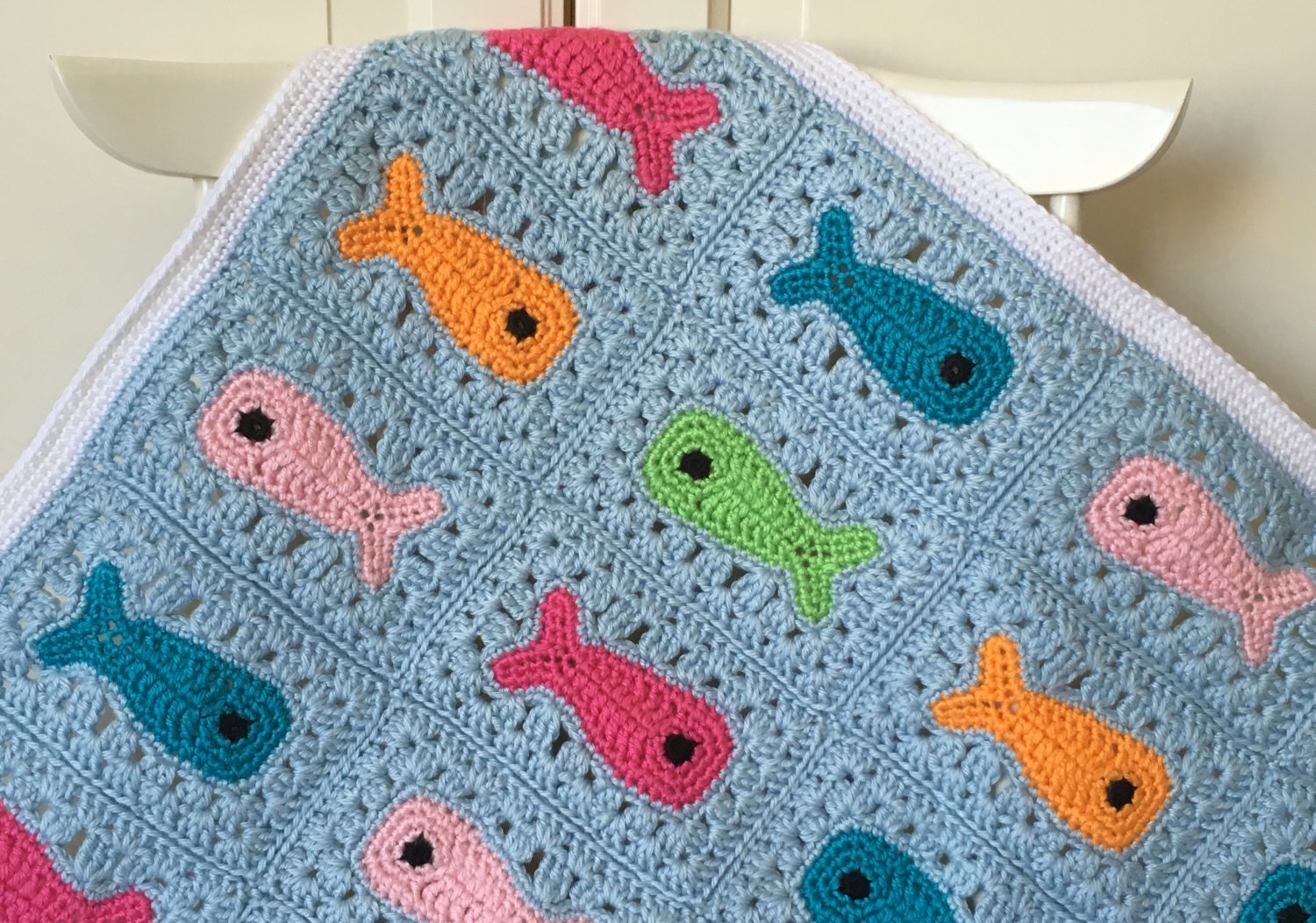CROCHET PATTERN Baby Blanket, Fish Baby Blanket Crochet Pattern ...
