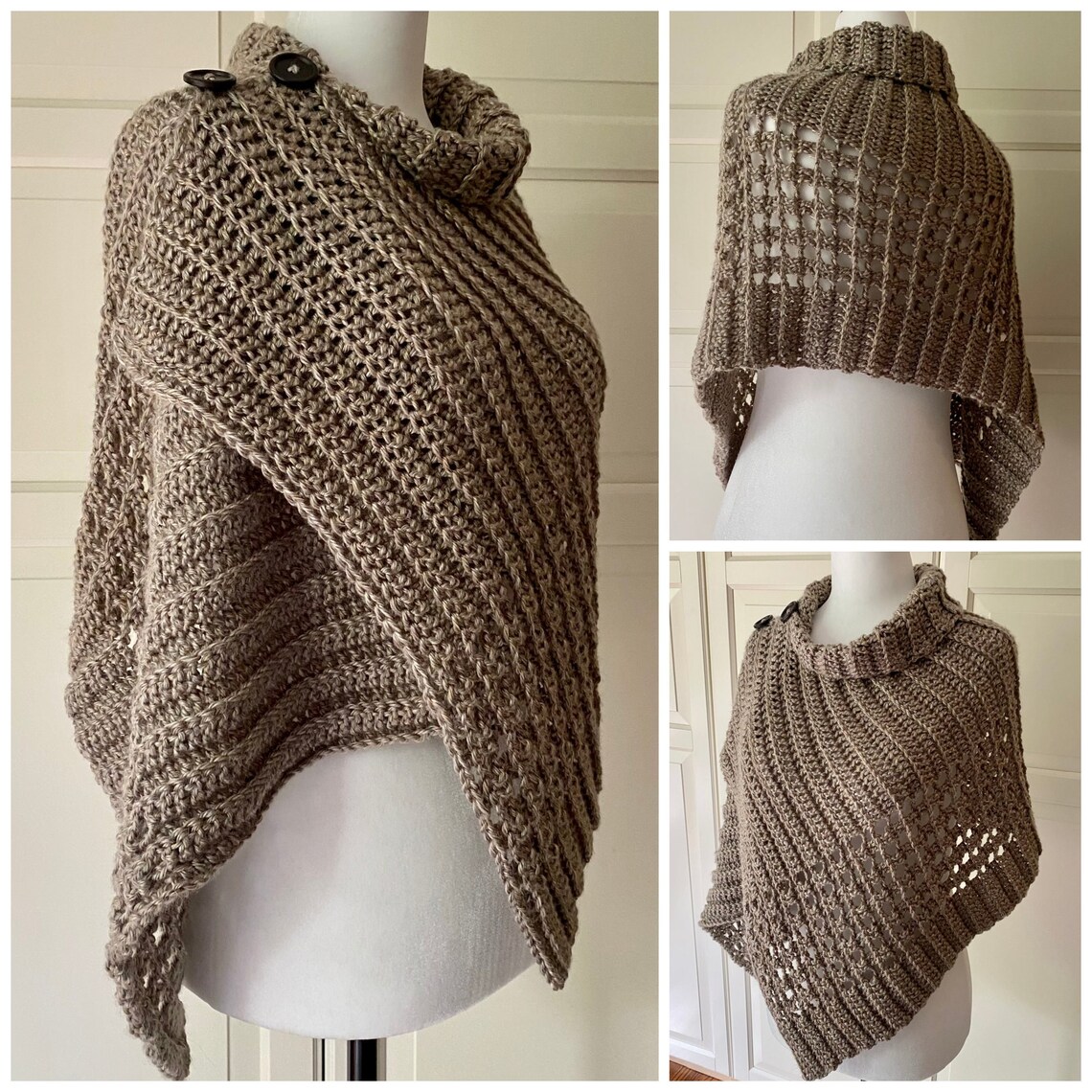 Button Wrap Beginner Shawl Crochet PATTERN, Easy Crochet Prayer Shawl ...