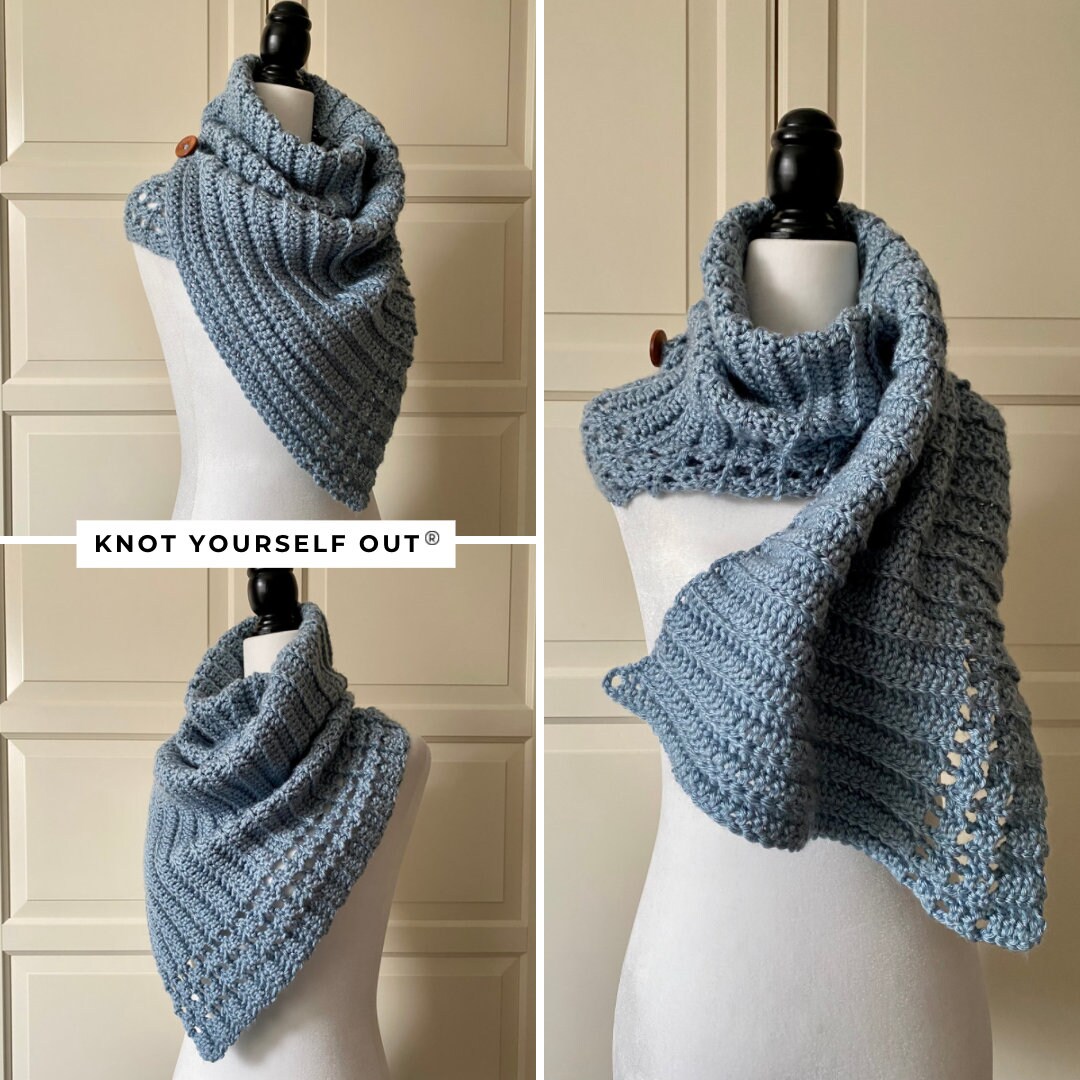 Beginner Button Wrap Scarf Crochet Cowl Pattern Easy Scarf | Etsy