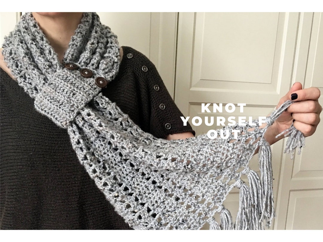 Easy Crochet Scarf PATTERN With Buttons, Crochet Scarf Pattern, Crochet ...